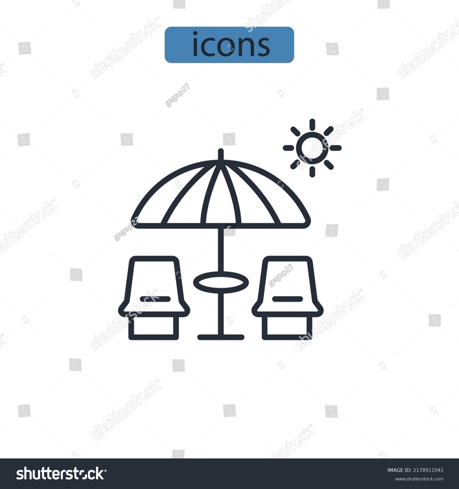 Beach Icons Symbol Vector Elements Infographic Stock Vector (Royalty ...