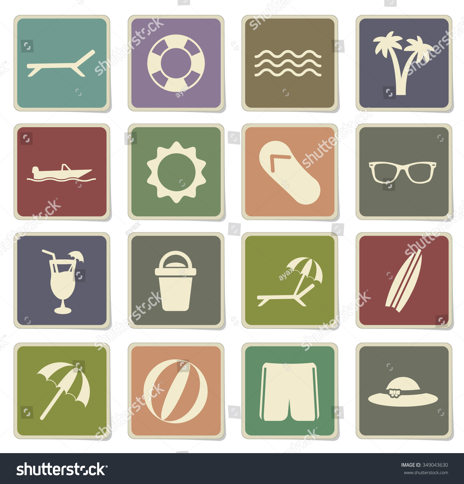 Beach Label Icons Web Stock Vector (Royalty Free) 349043630 | Shutterstock