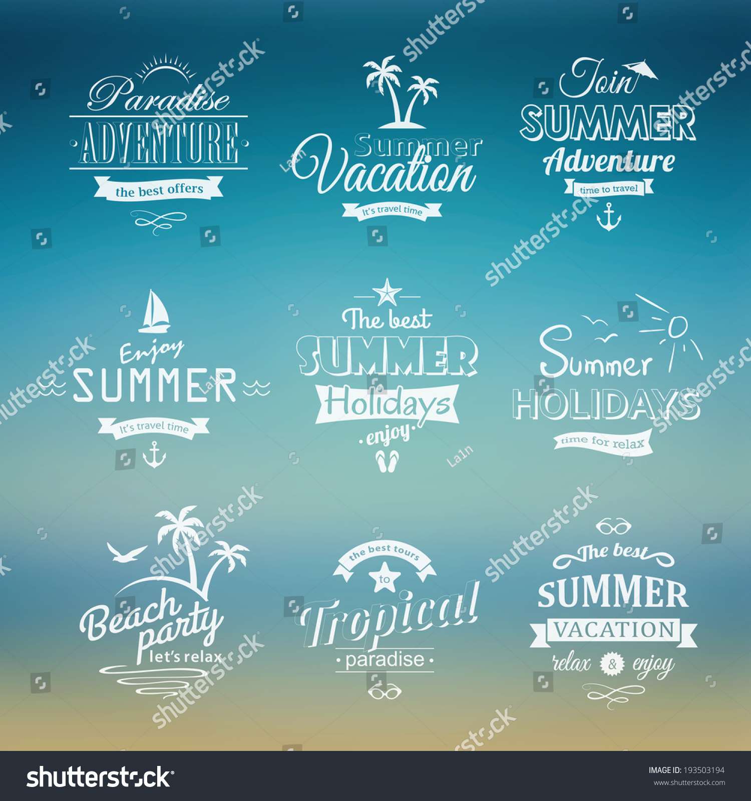Beach Labels Set Eps10 Stock Vector (Royalty Free) 193503194 | Shutterstock