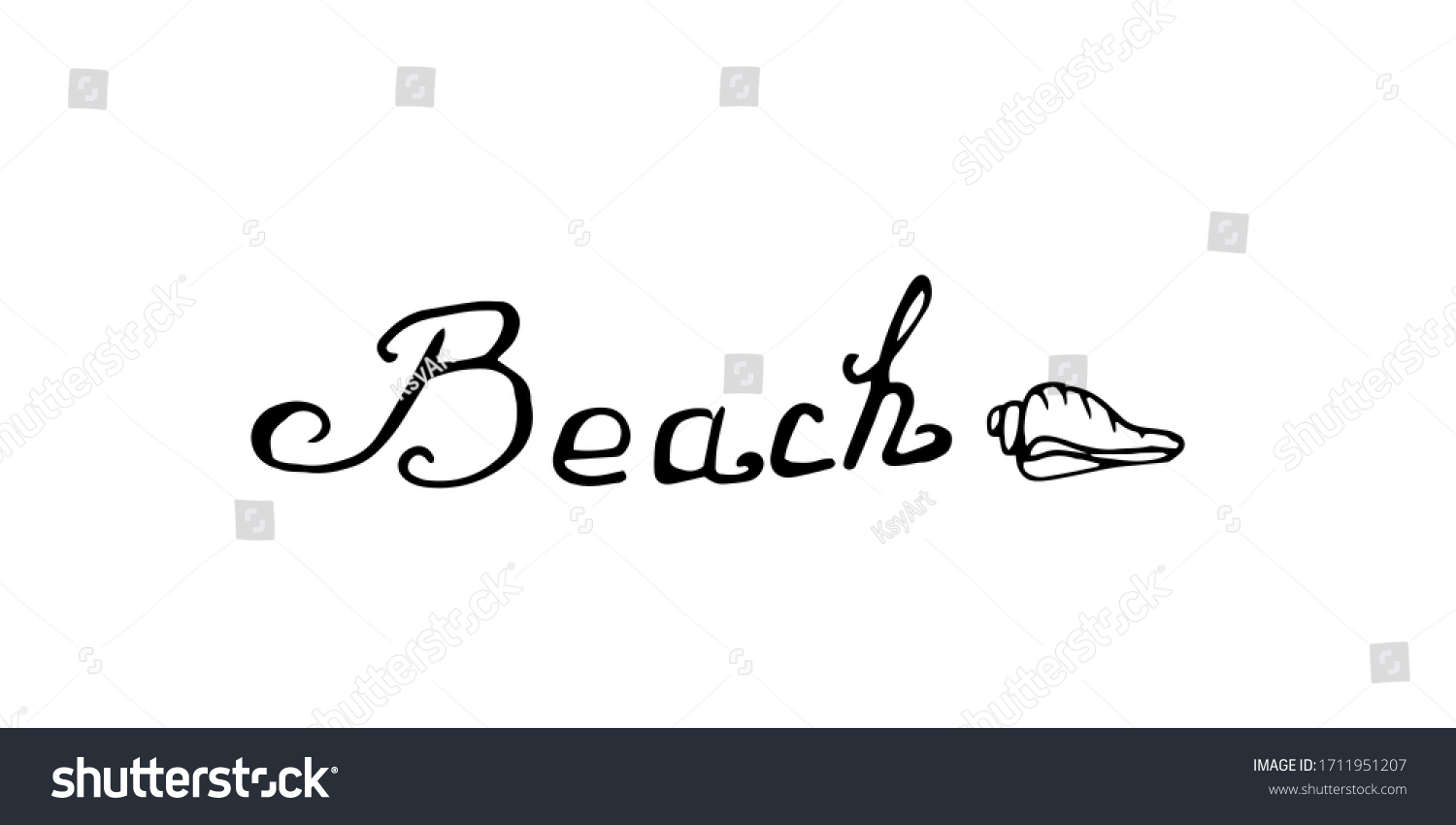 Beach Lettering Hand Drawing Calligraphy Vector Stock Vector (Royalty ...