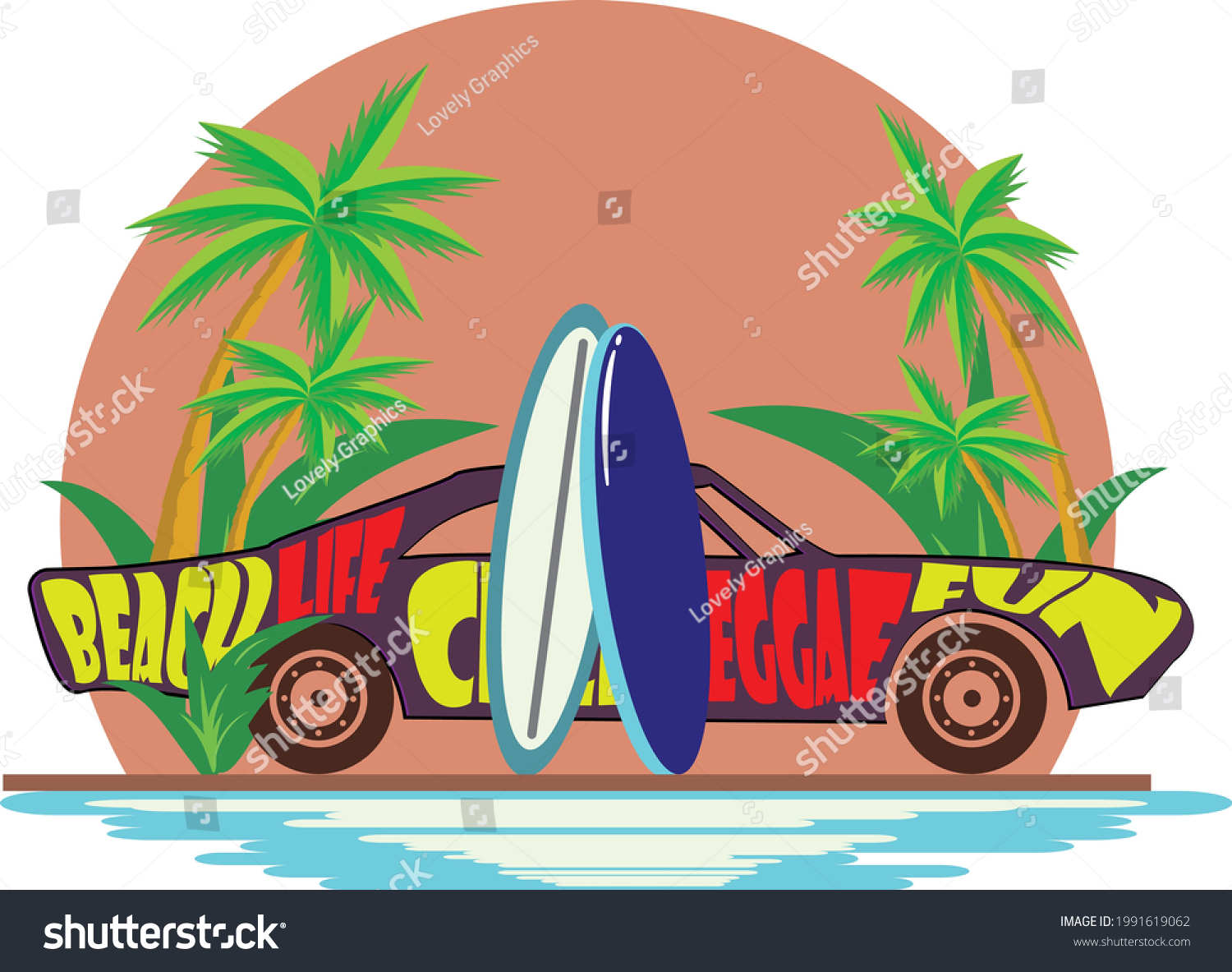 Beach Life Vector Logo Design Stock Vector (Royalty Free) 1991619062 ...