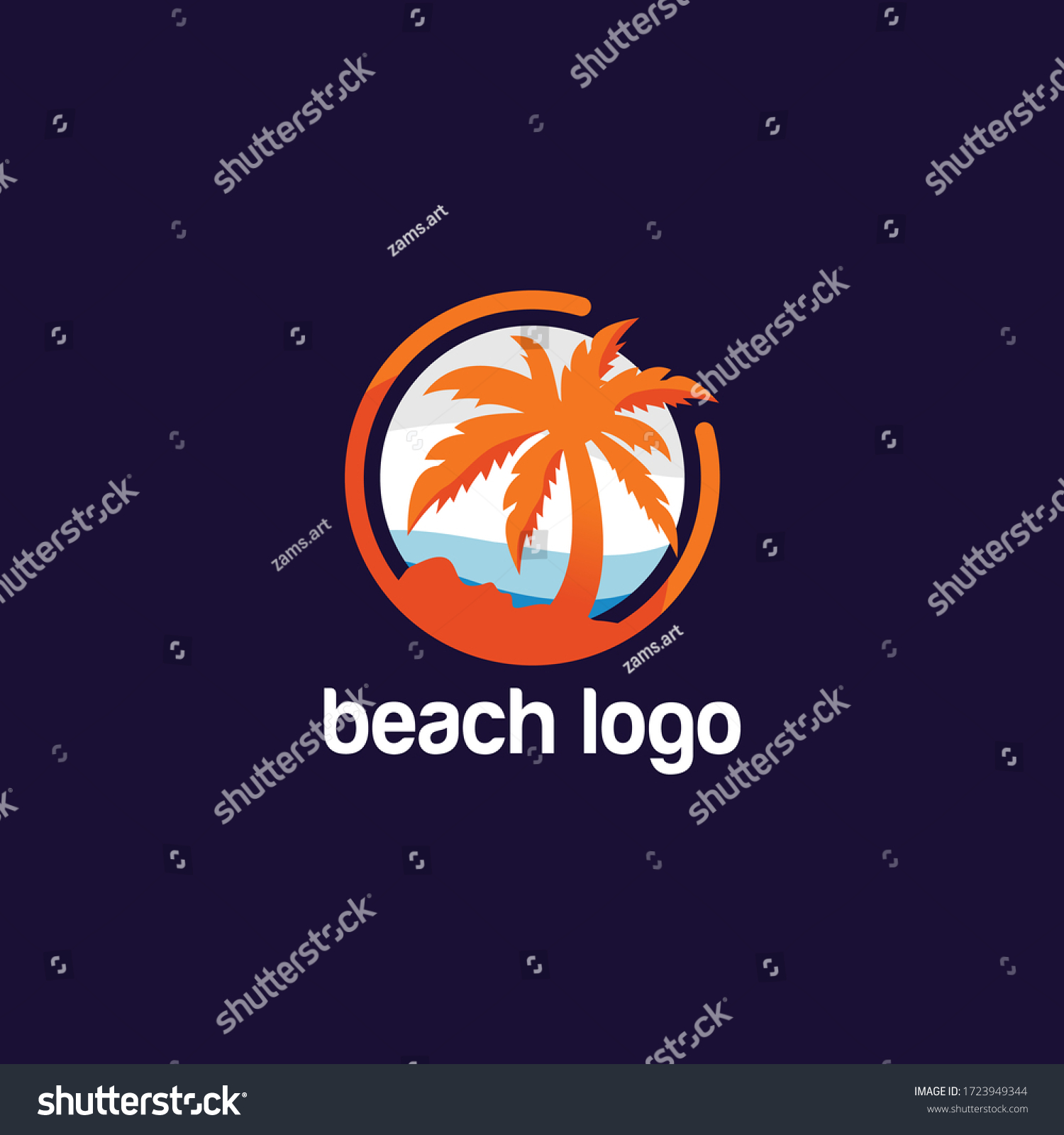 Beach Logo Design Vector Template Stock Vector (Royalty Free) 1723949344