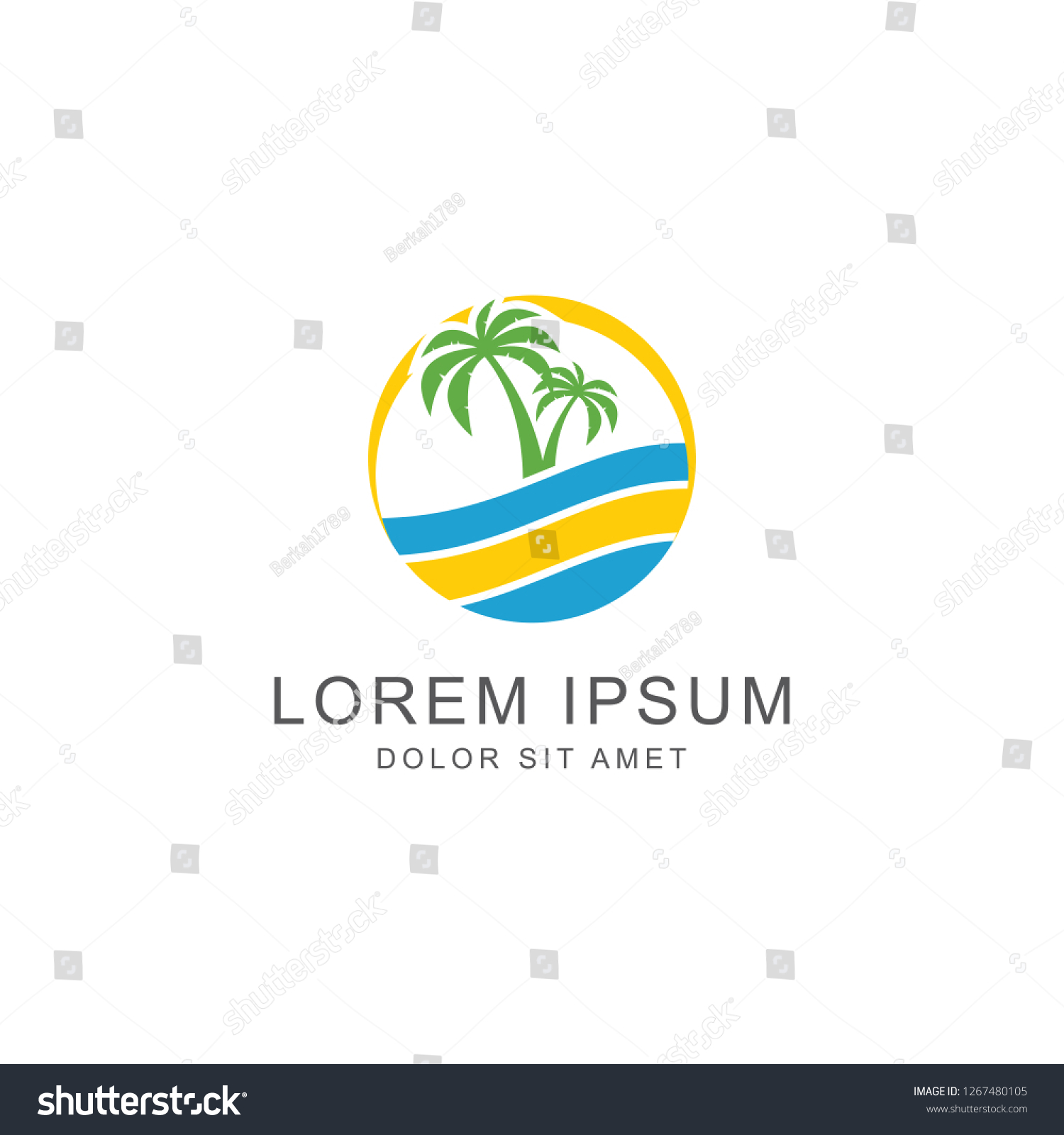 Beach Logo Icon Vector Logo Template: เวกเตอร์สต็อก (ปลอดค่าลิขสิทธิ์ ...