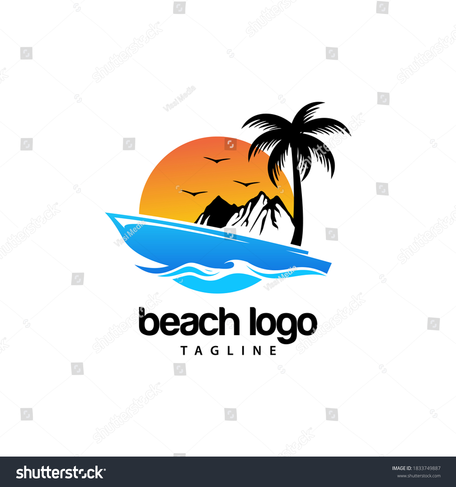 Beach Logo Vectors Premium Vector Stock Vector (Royalty Free) 1833749887