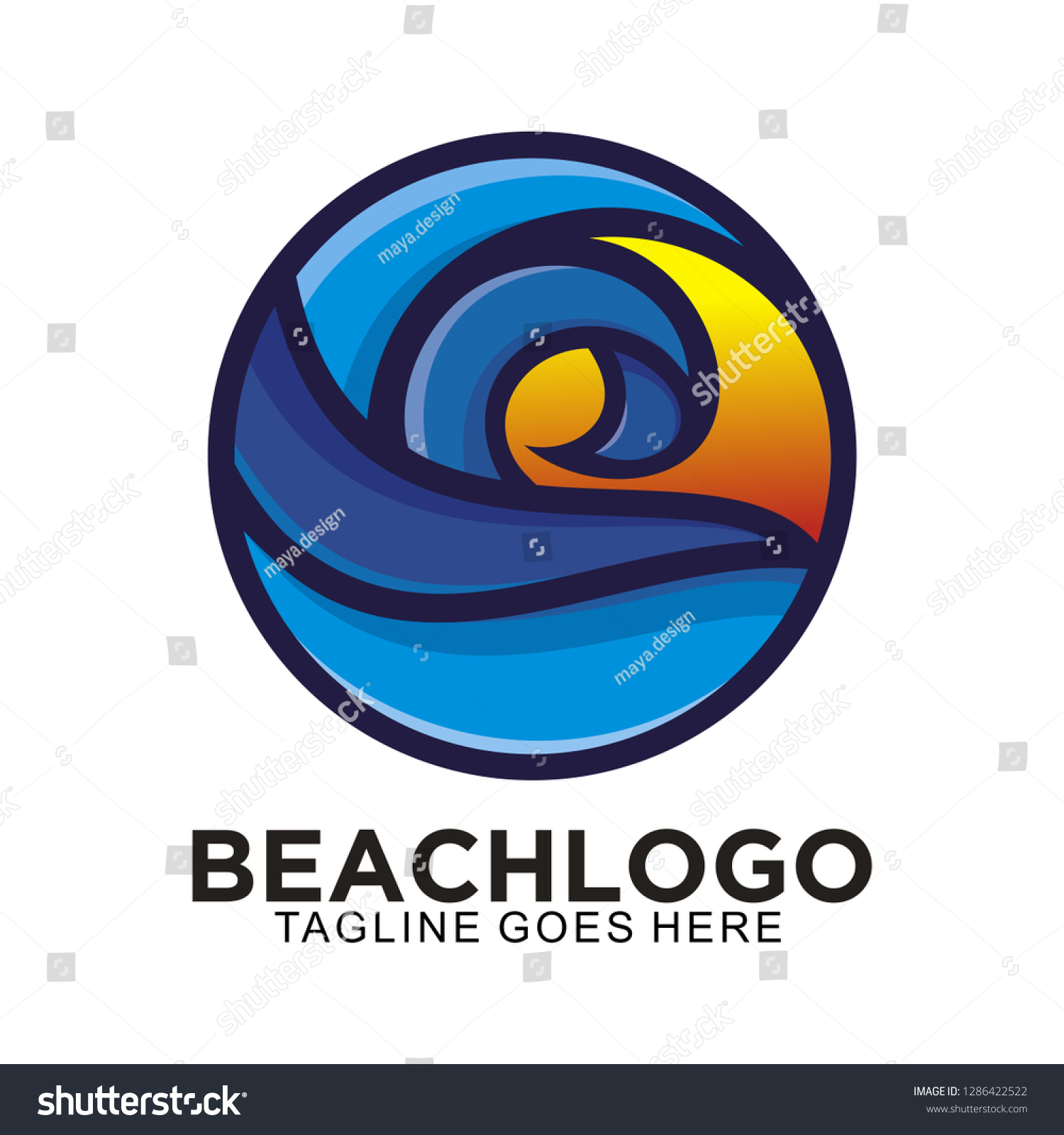 Beach Wave Logo Stock Vector (Royalty Free) 1286422522 | Shutterstock