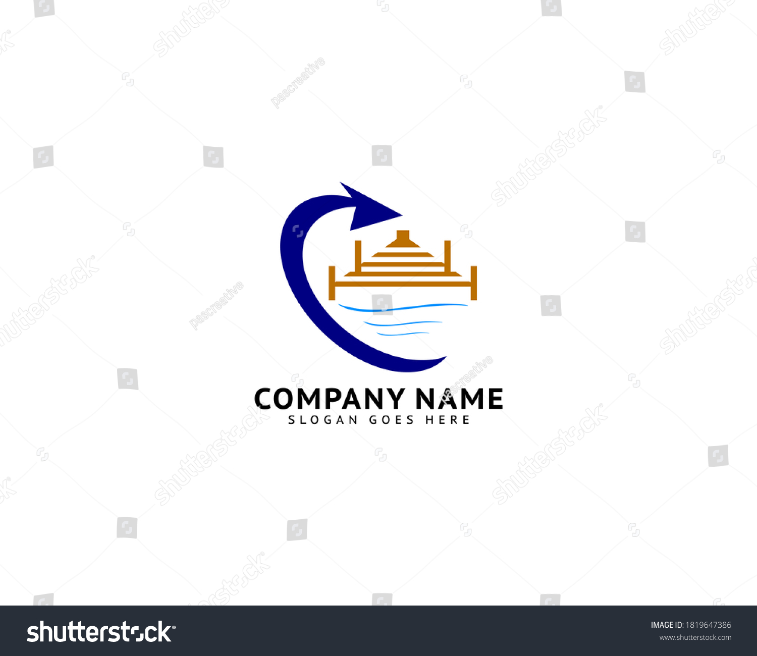 Beach Pier Dock Logo Design Vector Stock Vector (Royalty Free) 1819647386