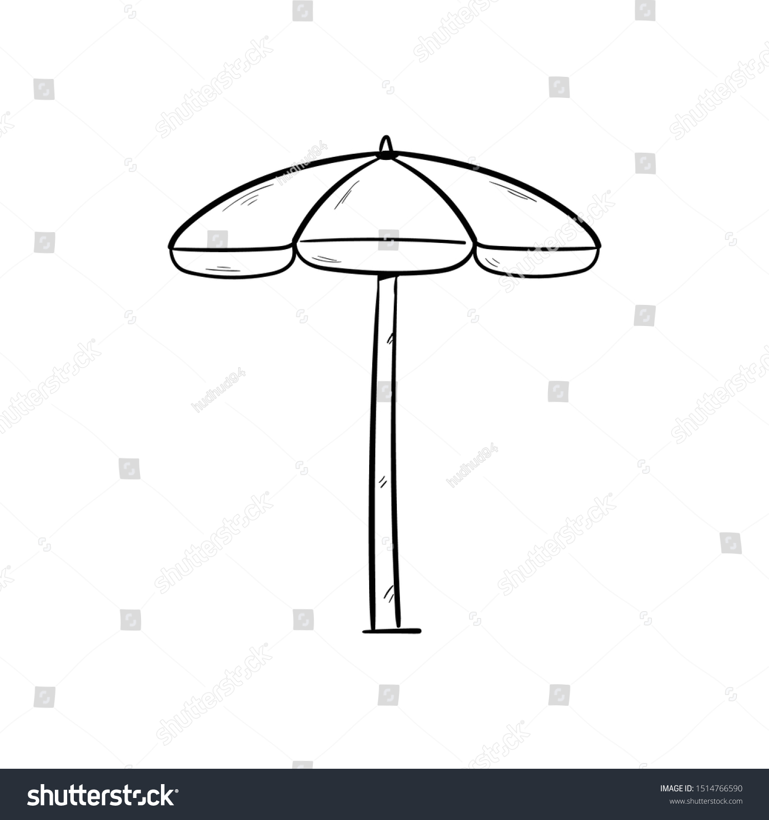 Beach Umbrella Doodle Hand Drawing Vector Stock Vector (Royalty Free ...