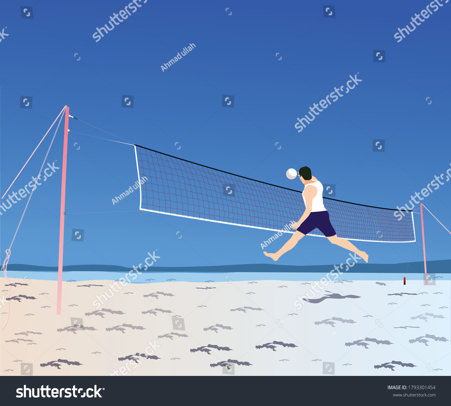 Beach Volleyball Flat Vector Illustration Stock Vector (Royalty Free ...