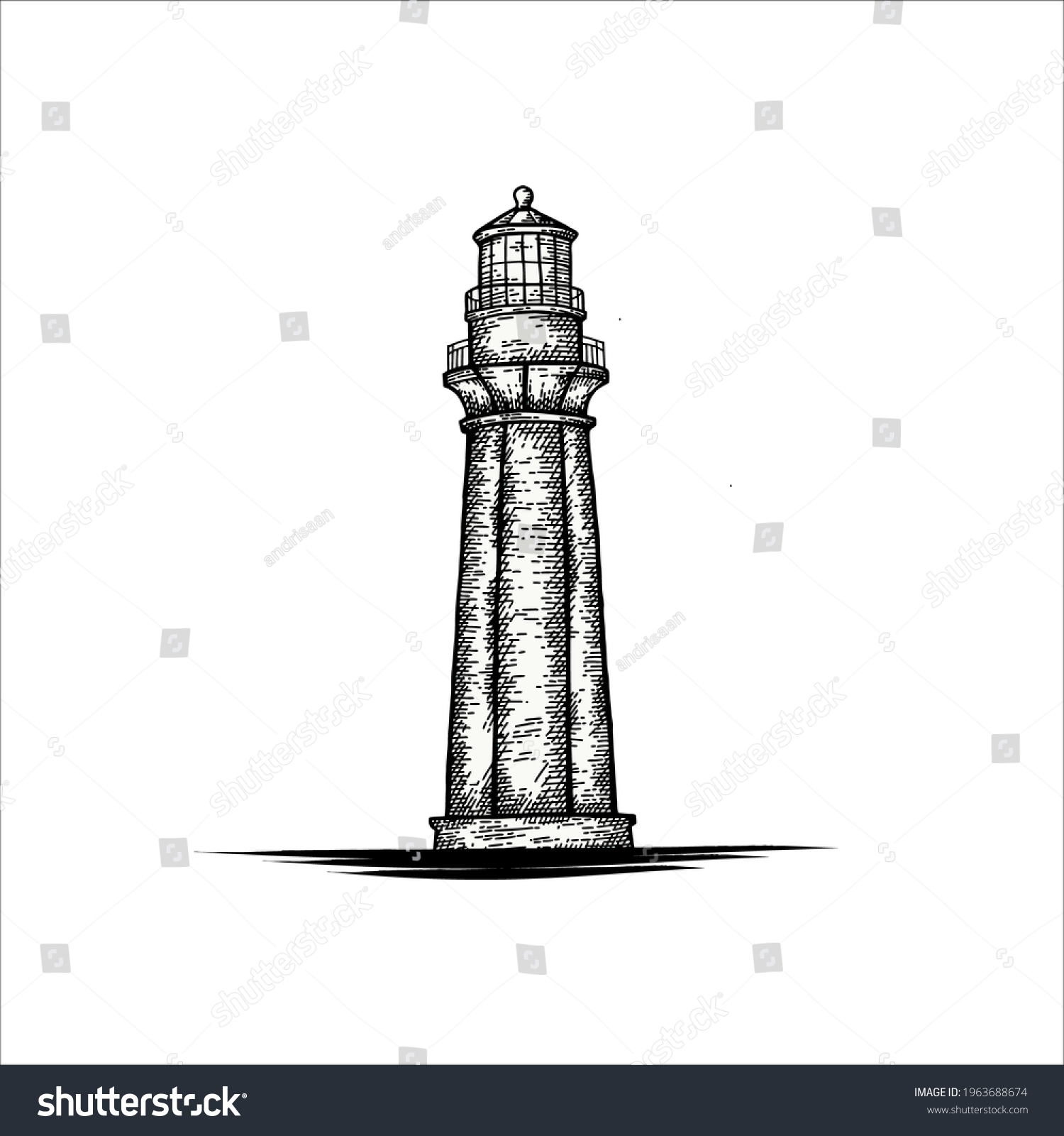 Beacon Handsketched Vector Beacon Logo Engraving Stock Vector (Royalty ...