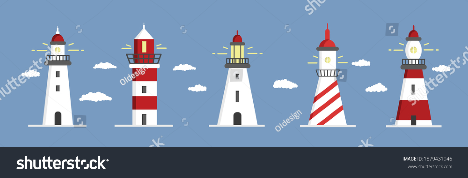 Beacon Icon Set Cartoon Vector Illustration Stock Vector (Royalty Free ...
