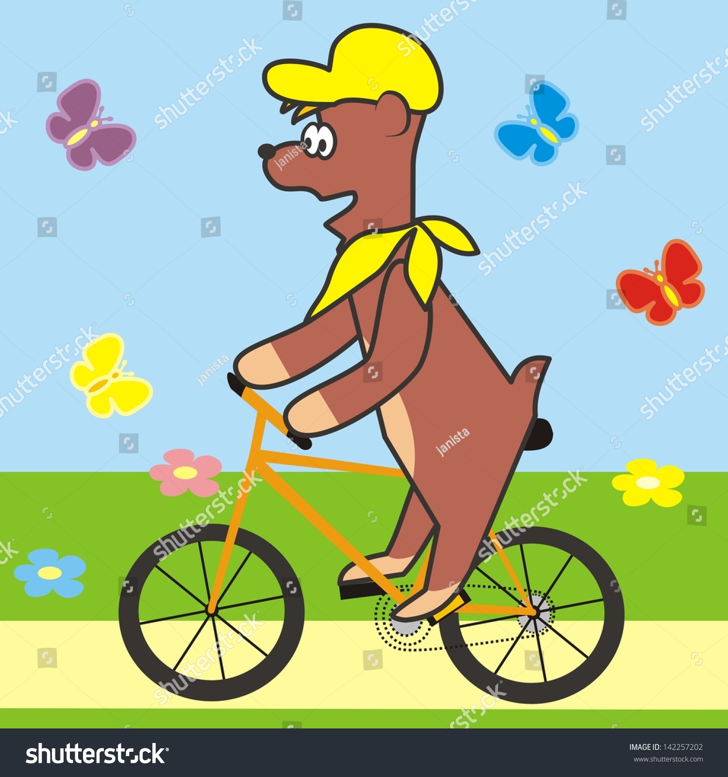 Bear Bicycle Stock Vector 142257202 - Shutterstock