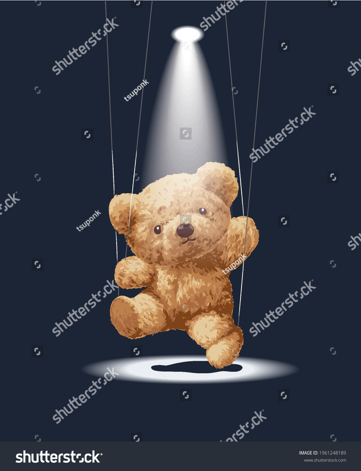 Bear Doll Puppet String Stage Spotlight Stock Vector (Royalty Free ...
