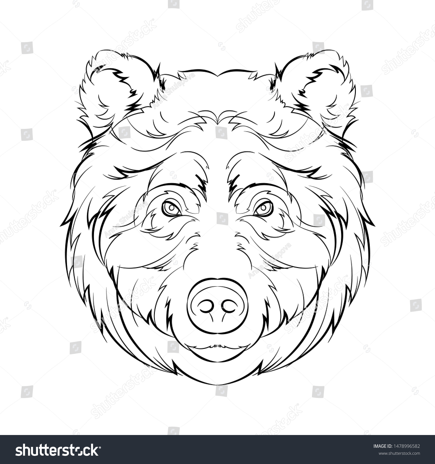 Bear Head Line Drawing Vector Illustration Stock Vector (Royalty Free ...
