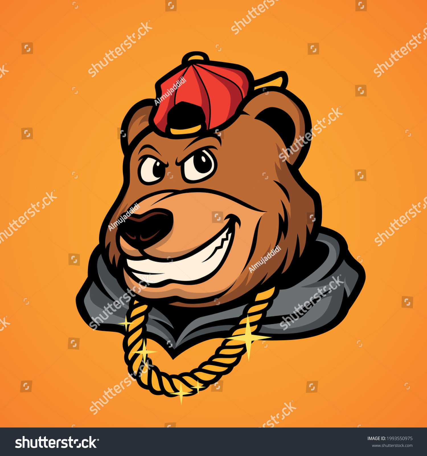 Bear Head Rapper Vector Illustration Stock Vector (Royalty Free ...