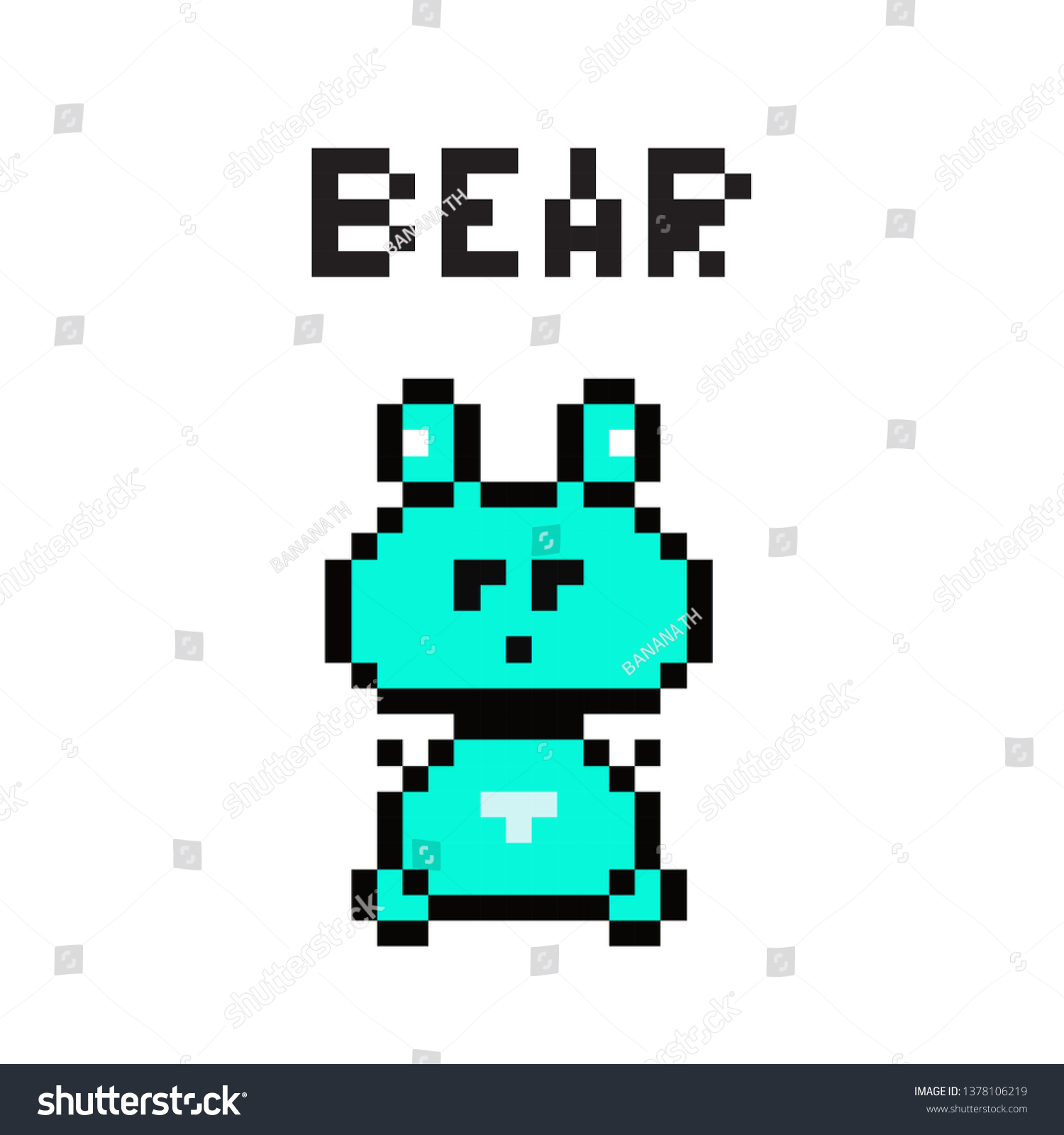 Bear Pixel Art Stock Vector (Royalty Free) 1378106219