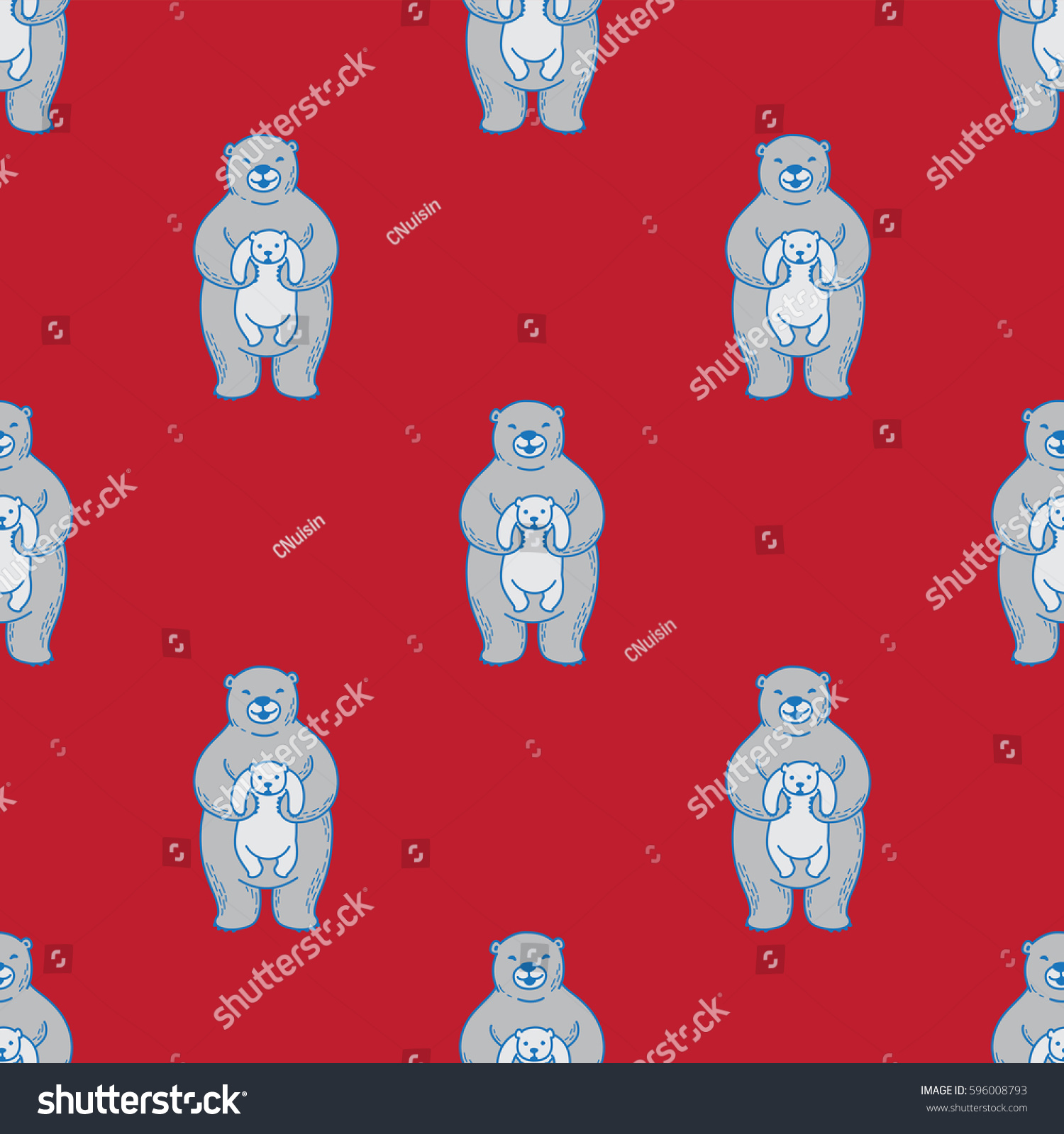 Bear Polar Bear Red Blue Seamless Stock Vector (Royalty Free) 596008793 ...
