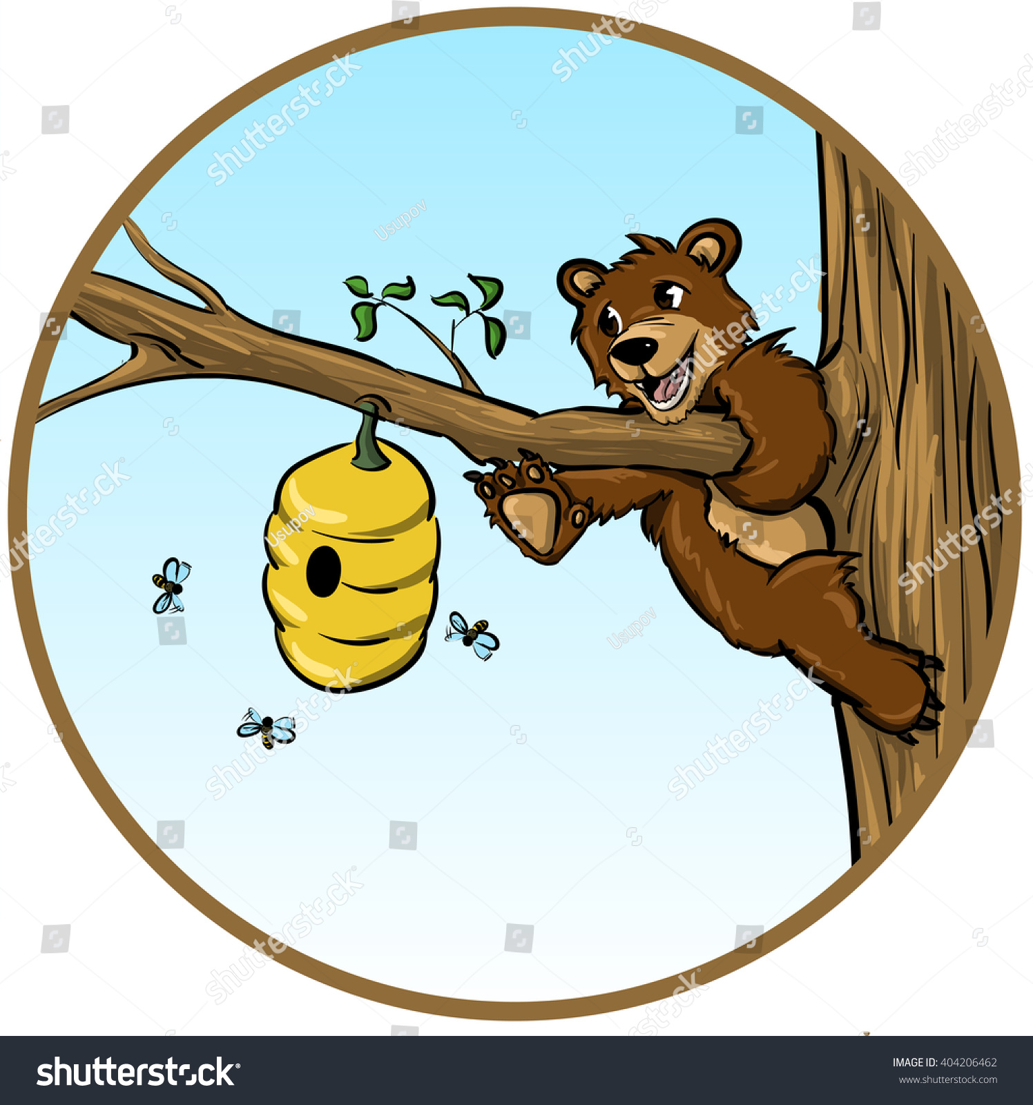 Bear Pulls Honey Cute Hand Drawing Stock Vector (Royalty Free ...