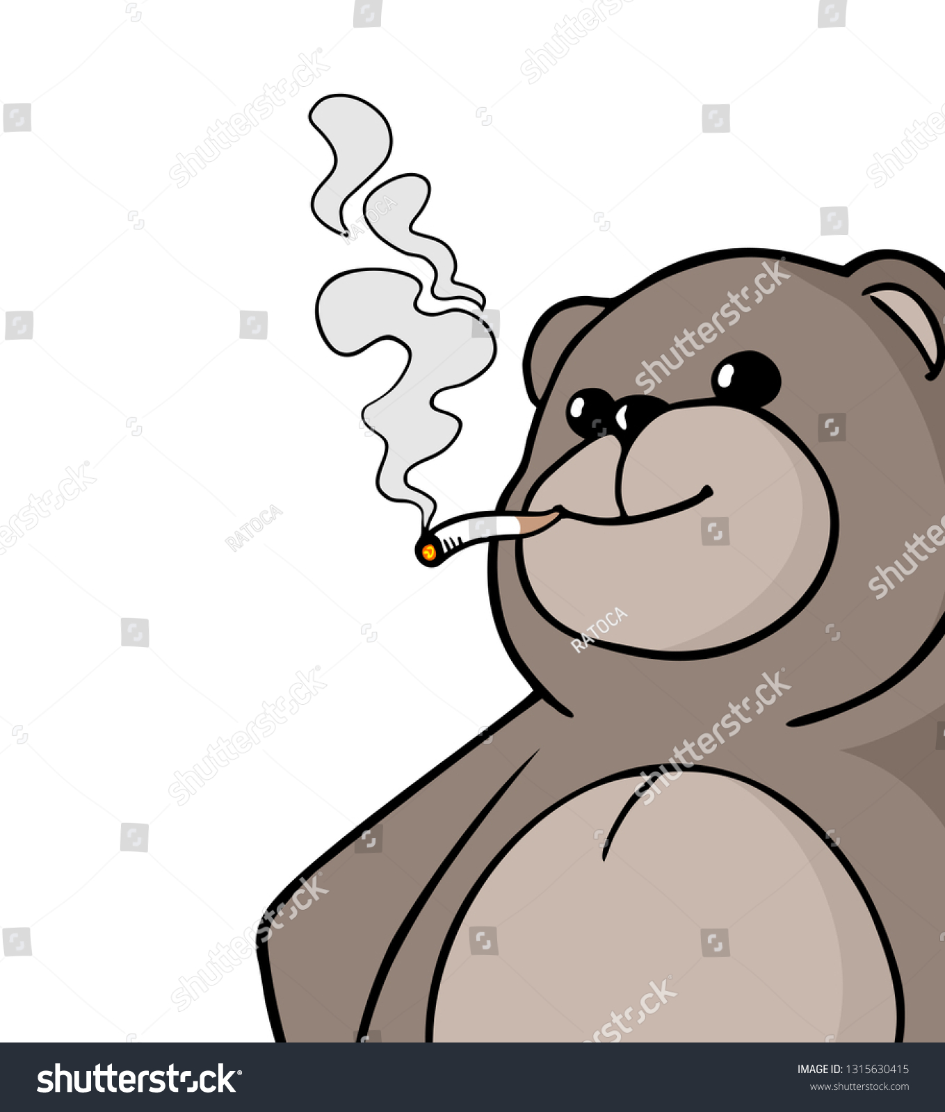 Bear Smoking Draw Stock Vector (Royalty Free) 1315630415 | Shutterstock