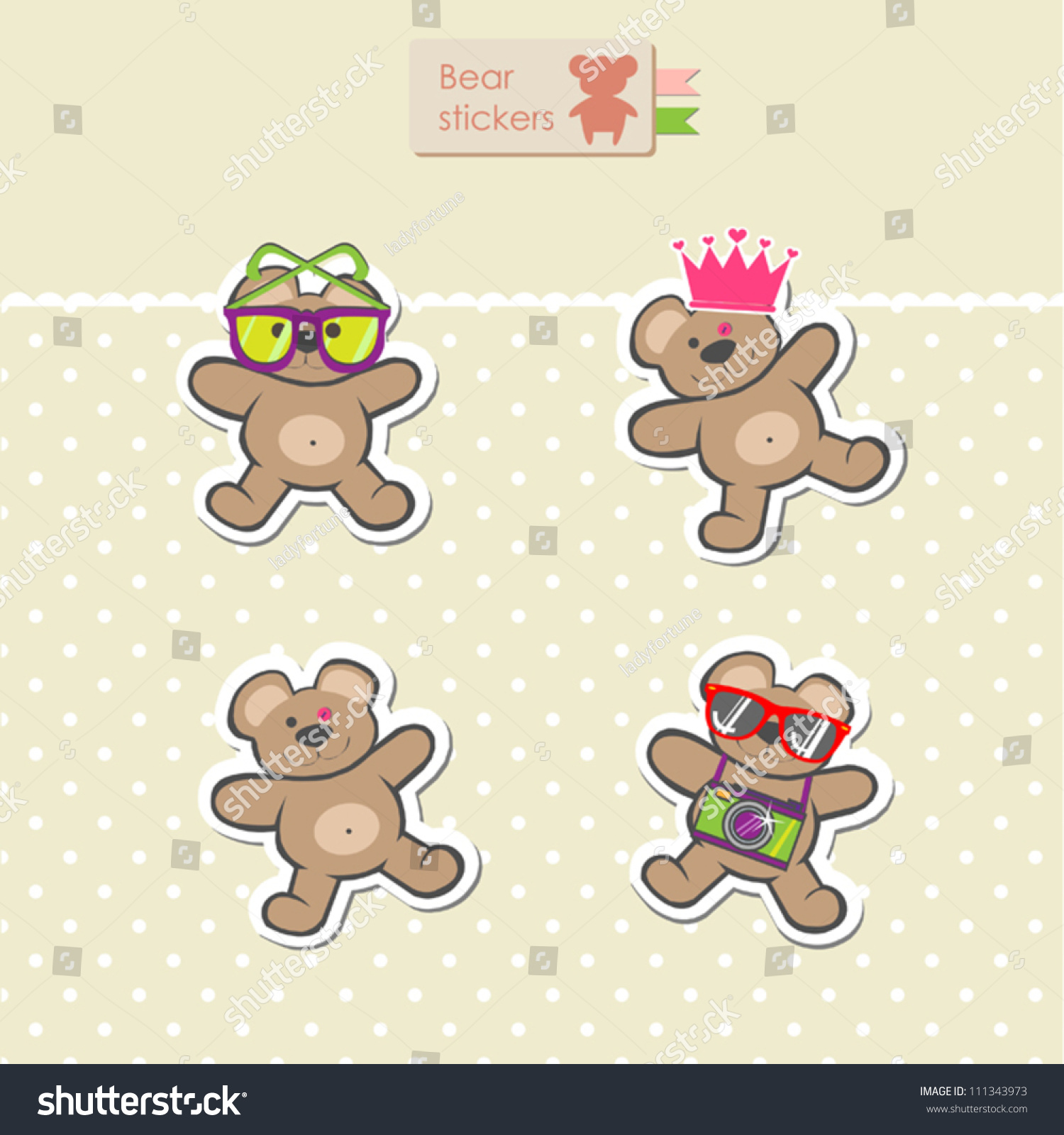 Bear Stickers Stock Vektor 111343973 - Shutterstock