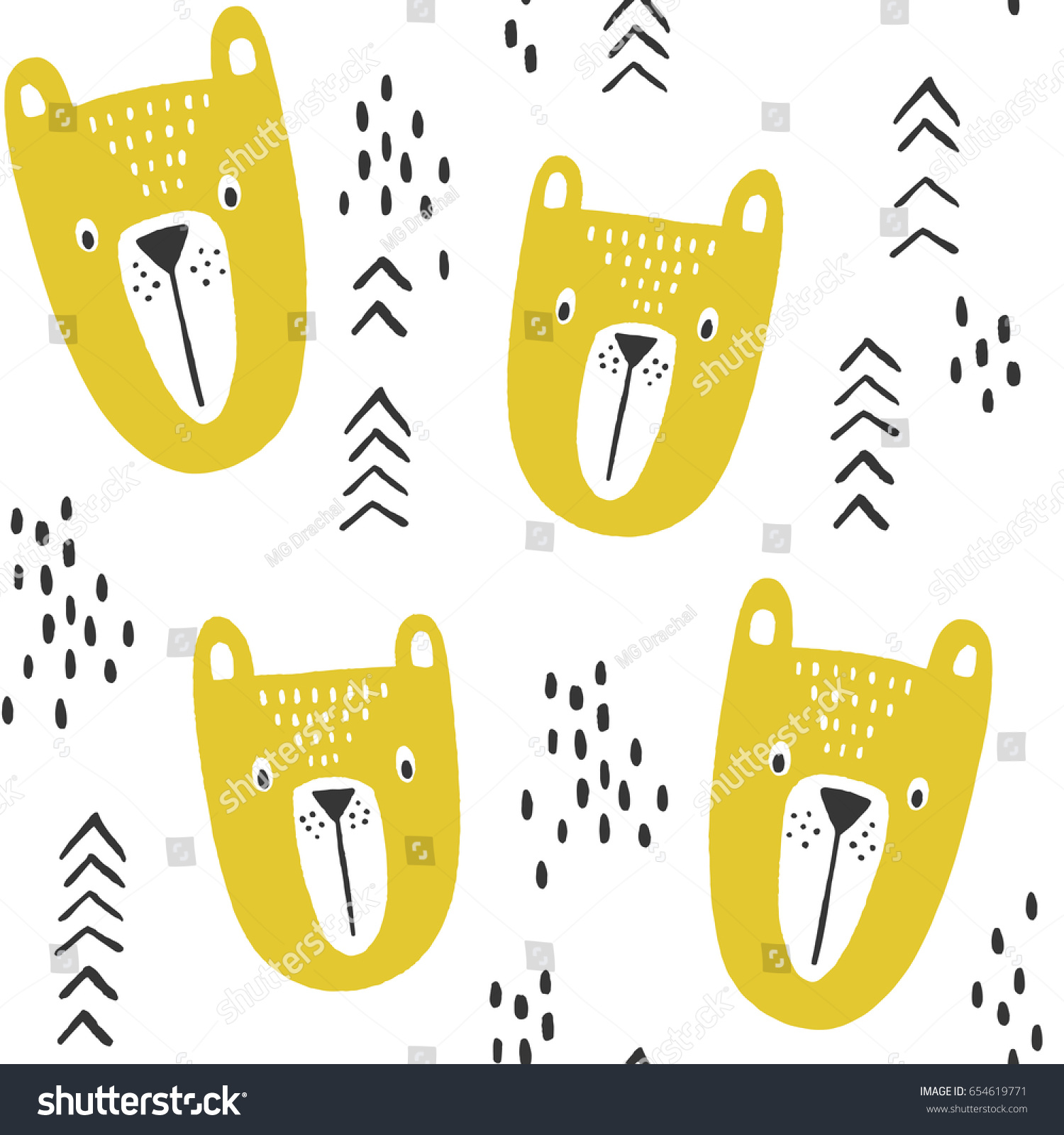 Bear Vector Pattern Tribal Hand Drawn Stock Vector Royalty Free