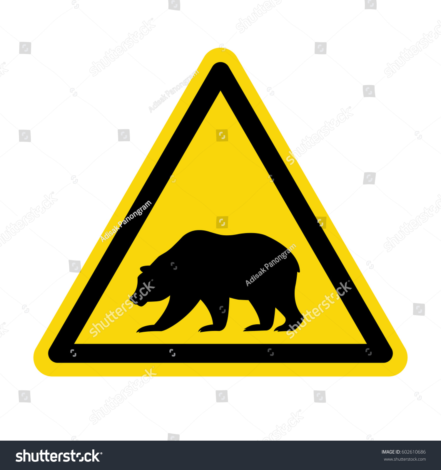 Bear Warning Sign Symbol Vector Illustration Stock Vector (Royalty Free ...