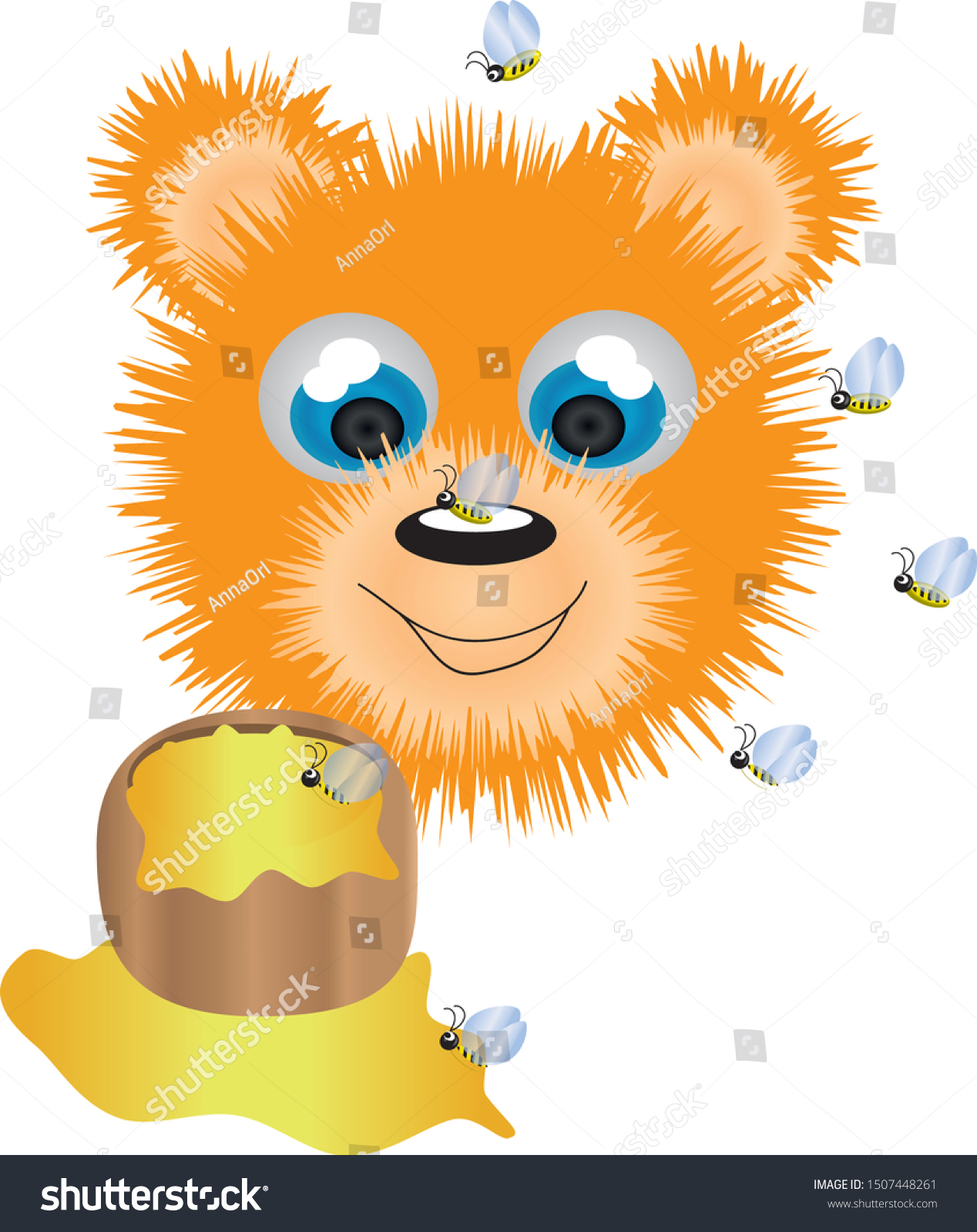 Bear Honey Bees Stock Vector (Royalty Free) 1507448261 | Shutterstock