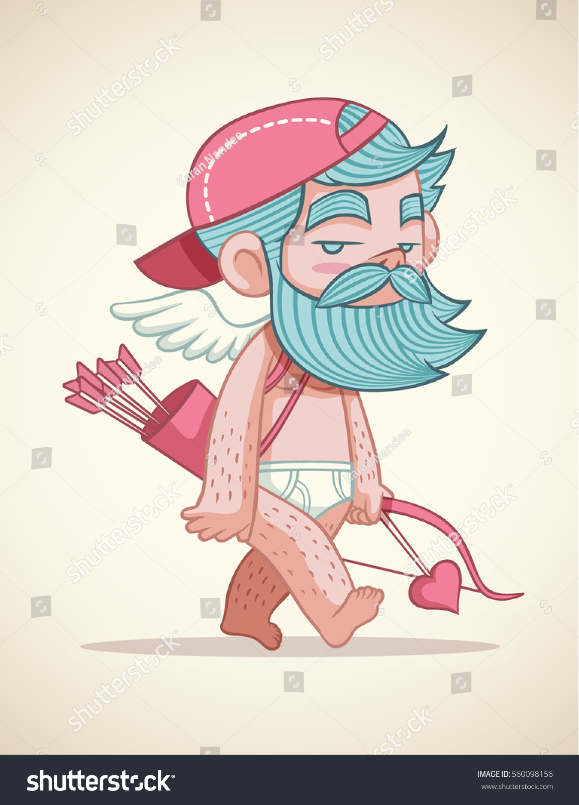 Beard Cupid Cartoon Vector Illustration Stock Vector (Royalty Free ...