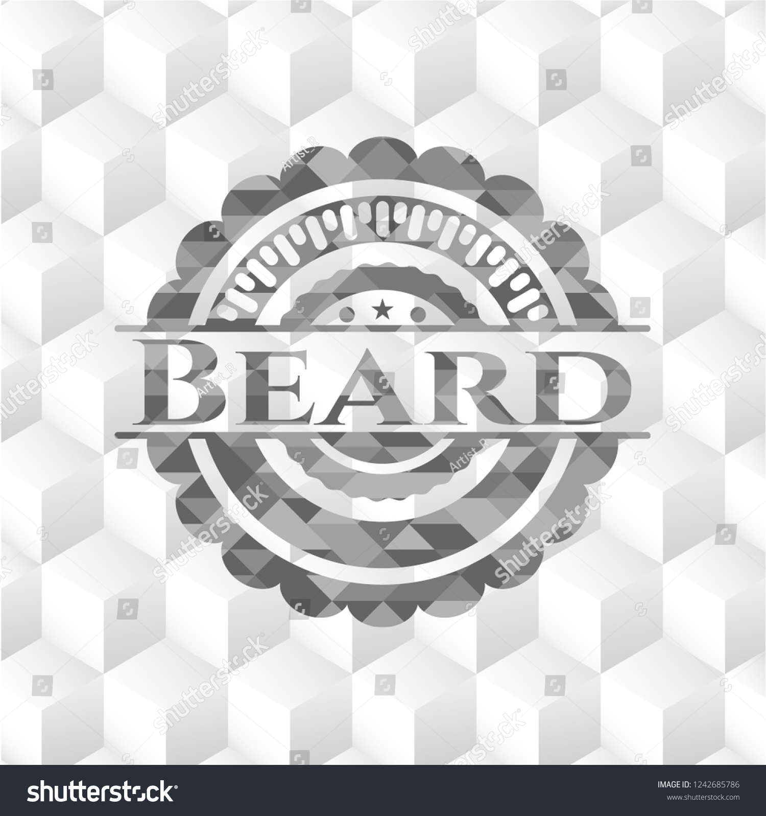Beard Grey Emblem Cube White Background Stock Vector (Royalty Free ...
