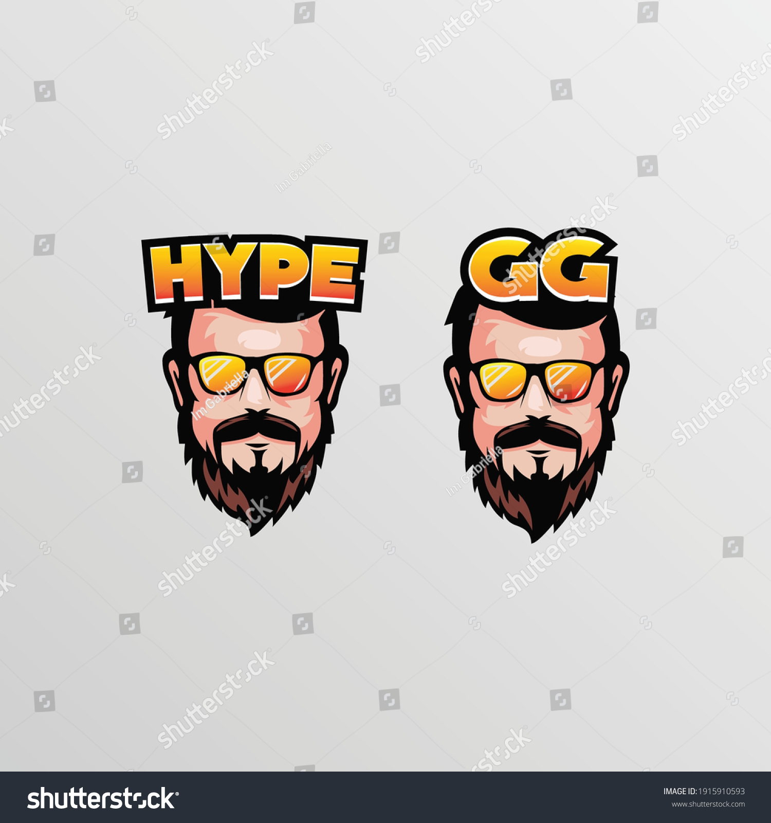 Beard Man Glasses Emotes Design Stock Vector (Royalty Free) 1915910593