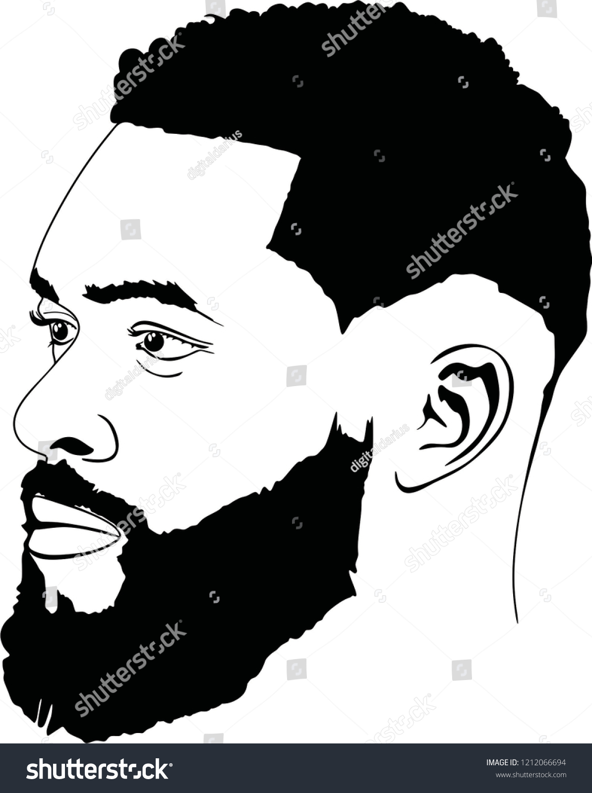Bearded Afro Men Face Stock Vector (Royalty Free) 1212066694