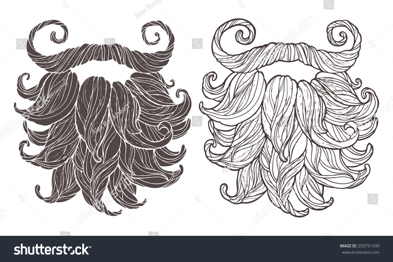Beards Set Hand Drawn Illustration: เวกเตอร์สต็อก (ปลอดค่าลิขสิทธิ์ ...