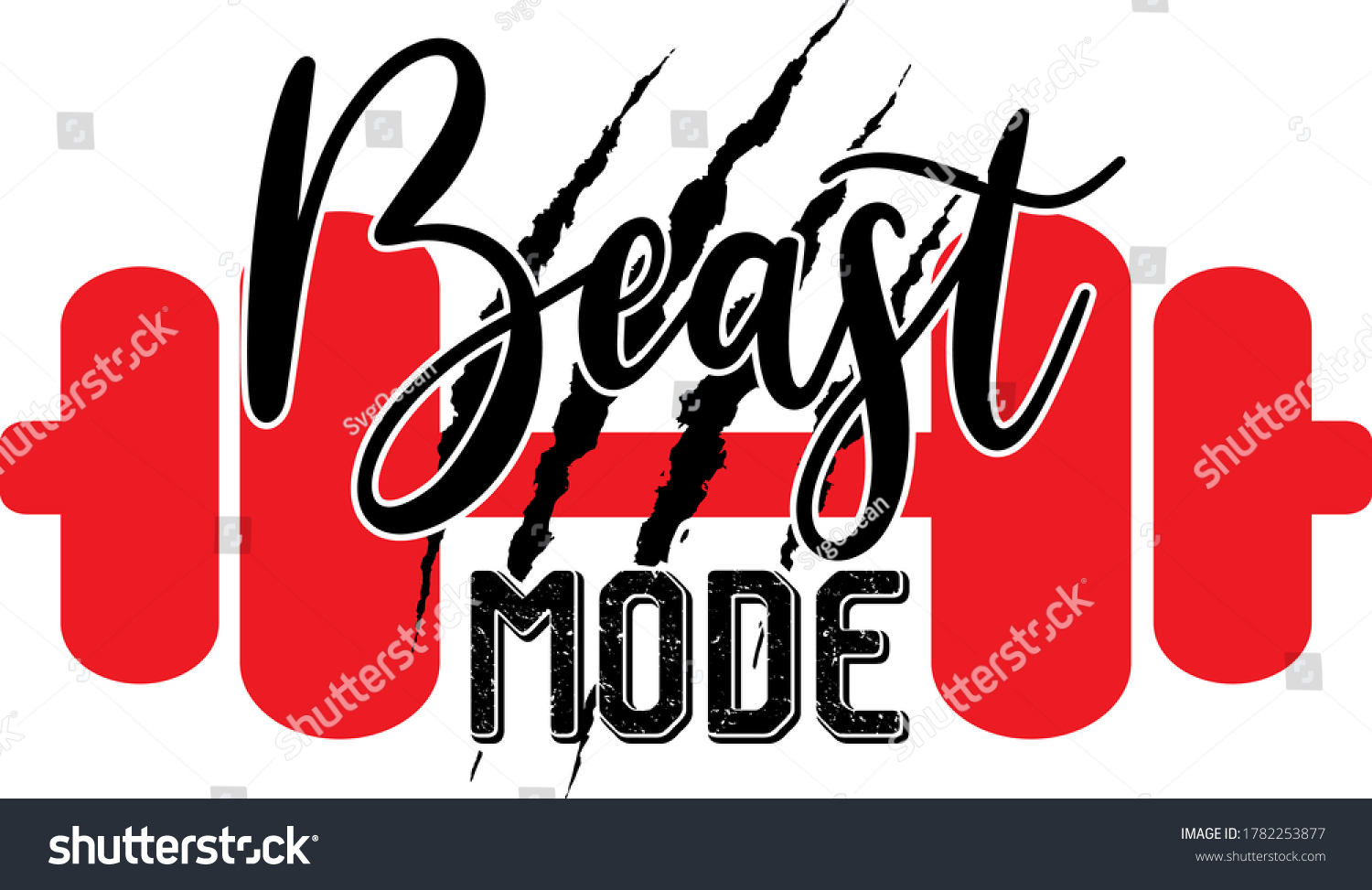 Beast Mode Quote Barbell Vector Stock Vector (Royalty Free) 1782253877 | Shutterstock