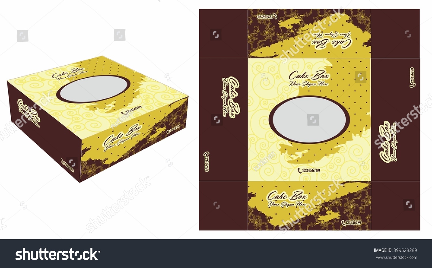 Beautiful Unique Square Cake Box Stock Vector (Royalty Free) 399528289 ...