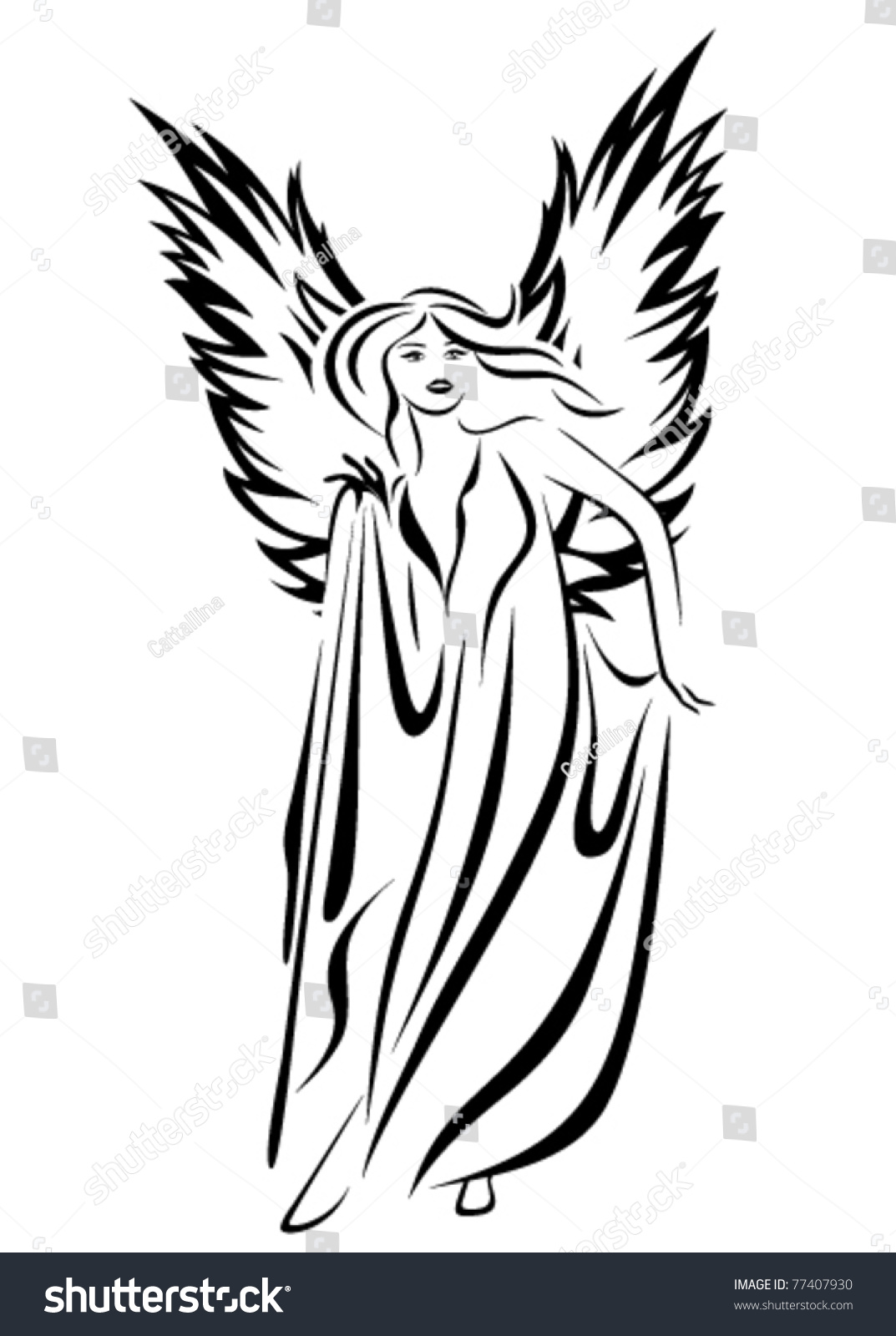 Beautiful Angel Vector Illustration Stok Vektör (Telifsiz) 77407930 ...