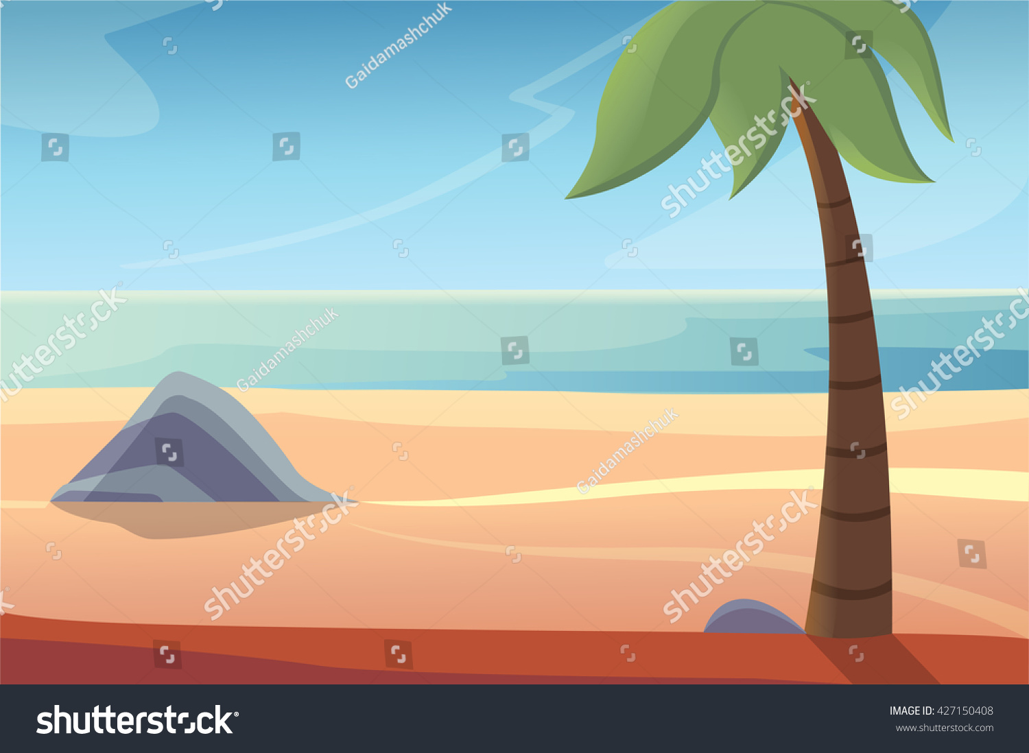 Beautiful Beach Landscape Vector Illustration Stock Vector (Royalty ...