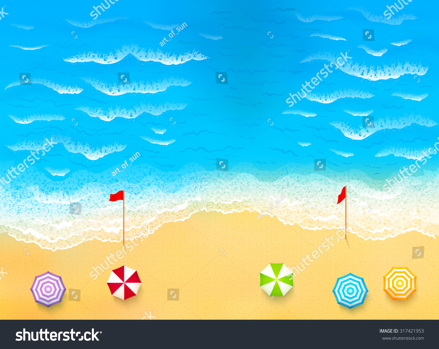 Beautiful Beach Waves Rip Current Vector Stock Vector (Royalty Free ...