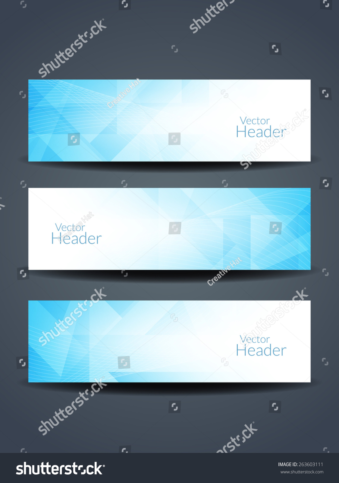 Beautiful Blue Color Vector Header Designs Stock Vector (Royalty Free ...