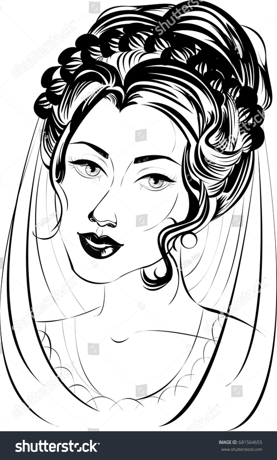 Beautiful Bride Face Vector Silhouette Stock Vector (Royalty Free ...