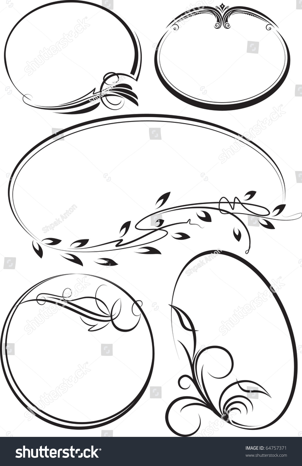 Beautiful Collection Oval Frames Vector Stock Vector (Royalty Free ...
