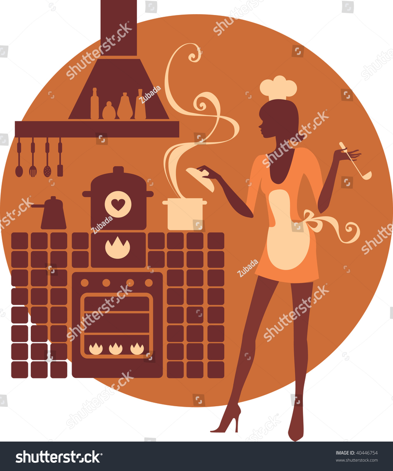 Beautiful Cook Silhouette: vector de stock (libre de regalías) 40446754 ...