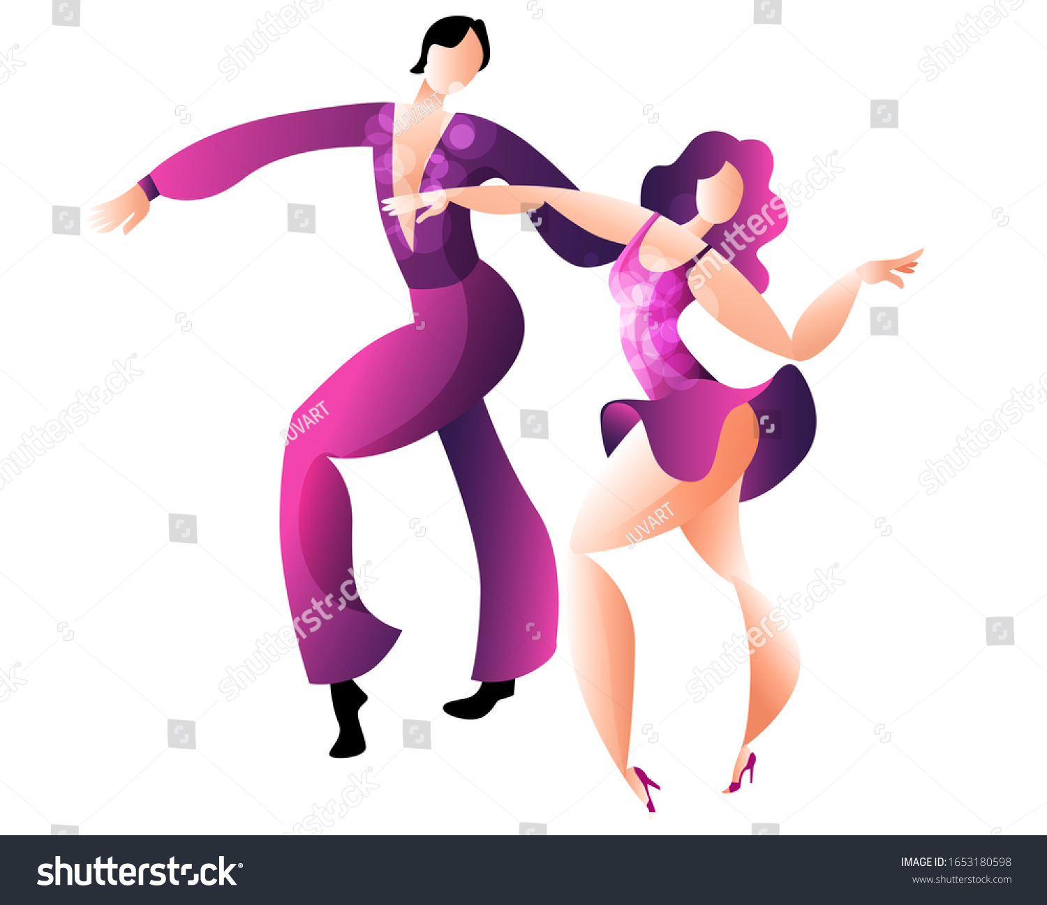 Beautiful Couple Dancing Latin American Dance Stock Vector Royalty