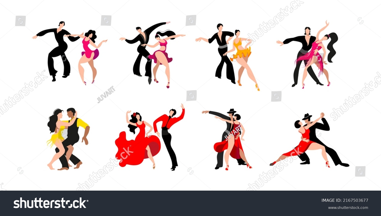 Beautiful Couple Dancing Latin American Dances Stock Vector Royalty