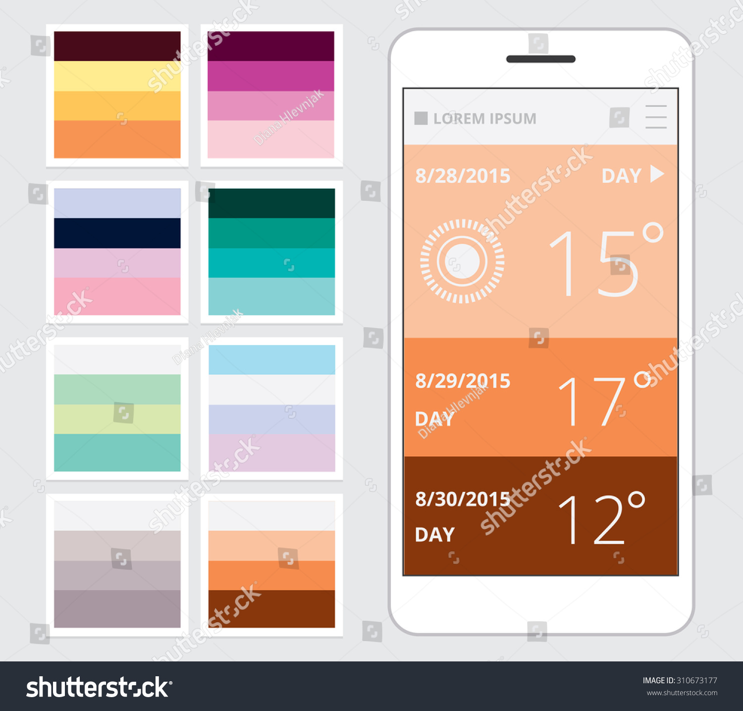 Beautiful Creative Color Combination Sets Mobile Stock Vector 310673177 ...