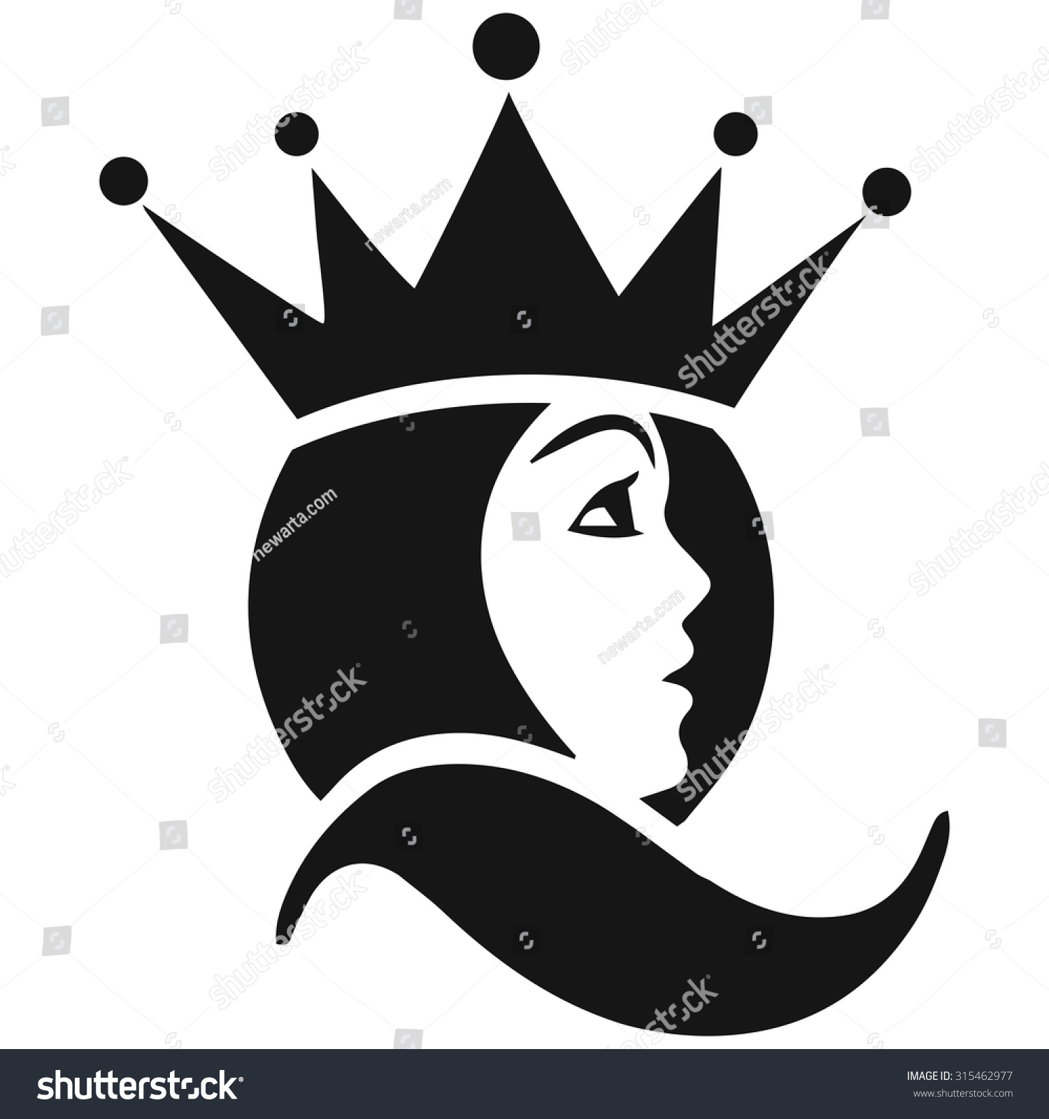 Beautiful Face Queen Icon Stock Vector (Royalty Free) 315462977