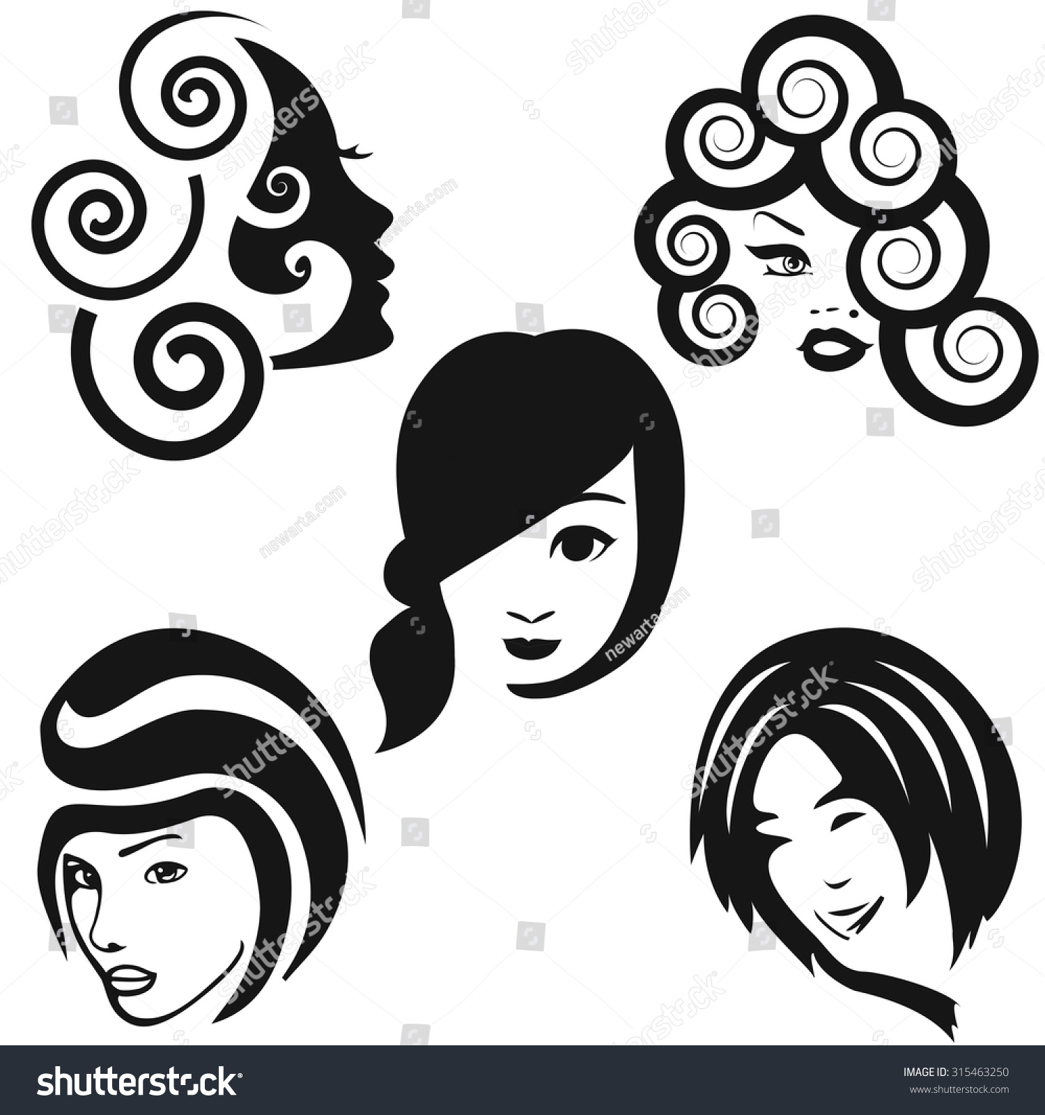Beautiful Faces Vol 2 Stock Vector (Royalty Free) 315463250 | Shutterstock