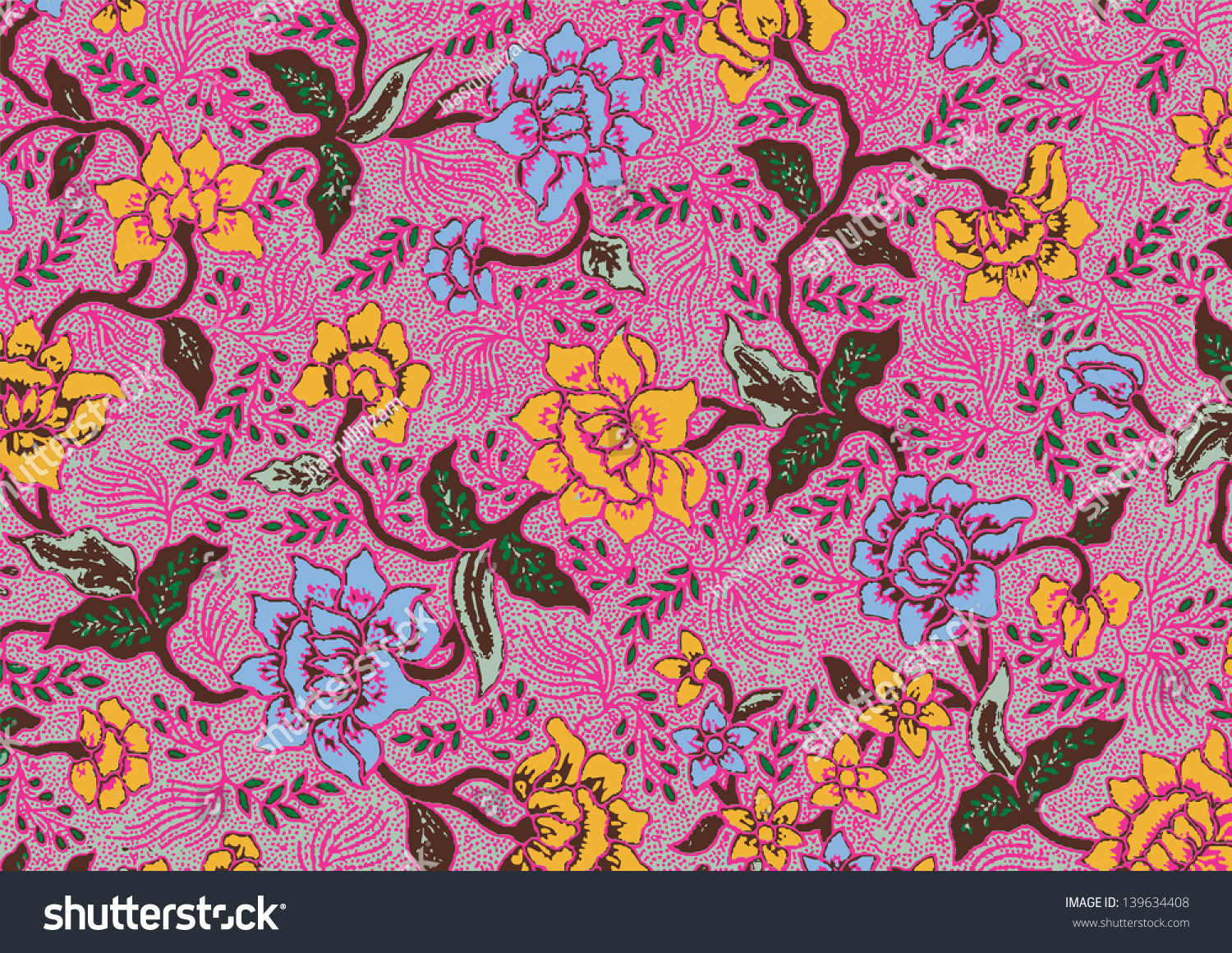 Beautiful Floral Batik Patterns Stock Vector (Royalty Free) 139634408 ...