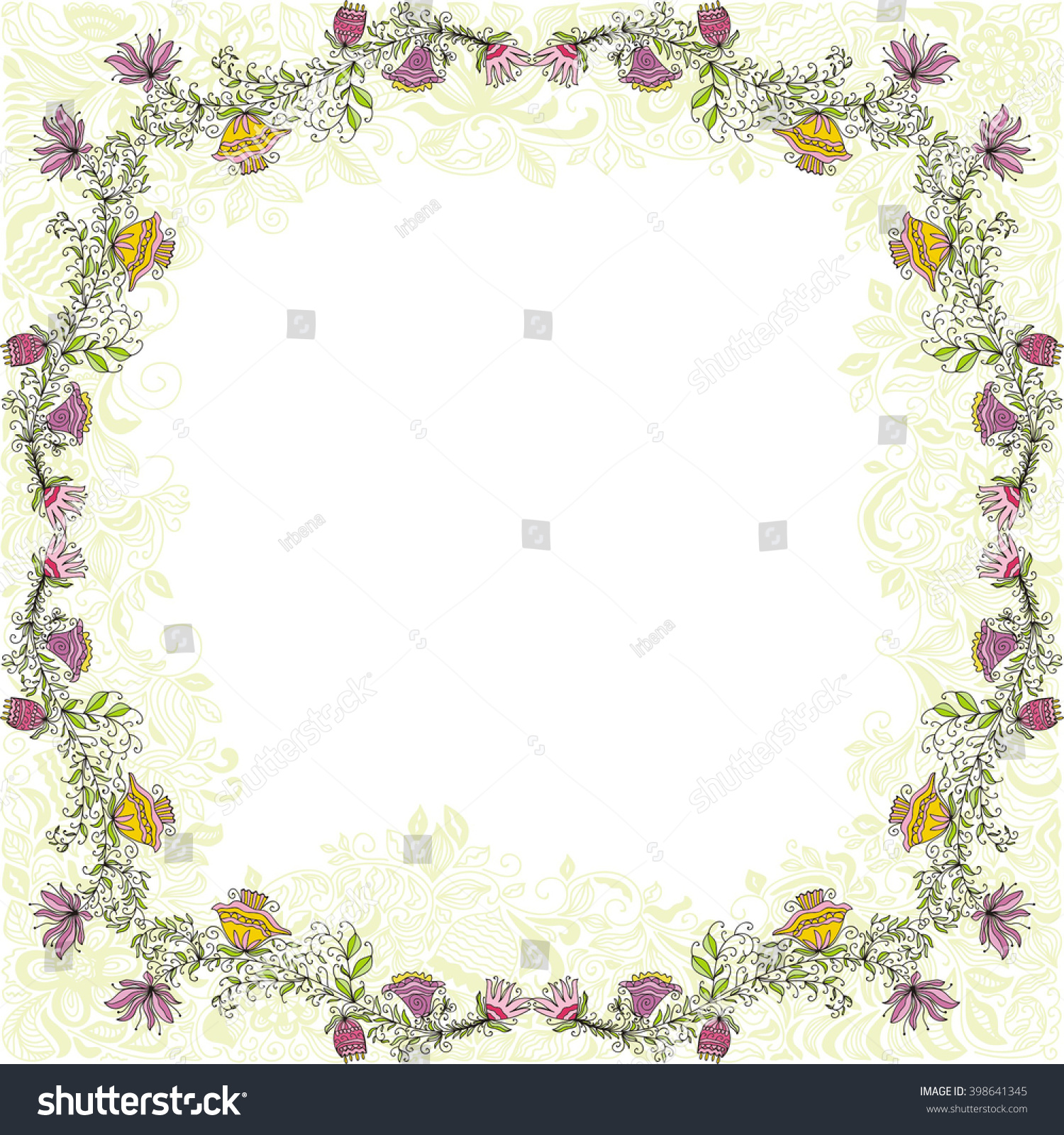Beautiful Floral Nature Pattern Frame Vector Stock Vector (Royalty Free ...
