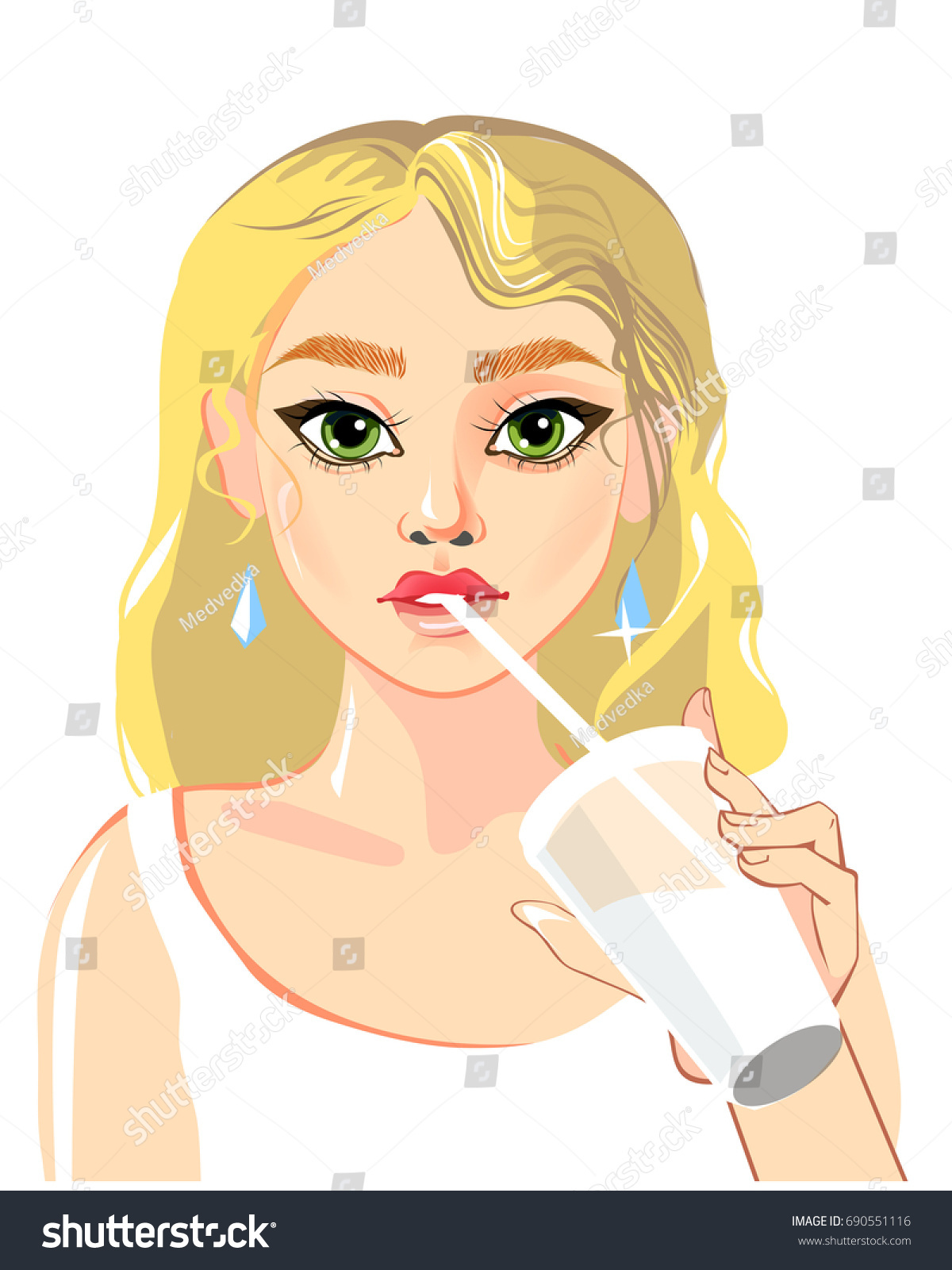 Beautiful Girl Drinking Vector Illustration Stock Vector (Royalty Free ...