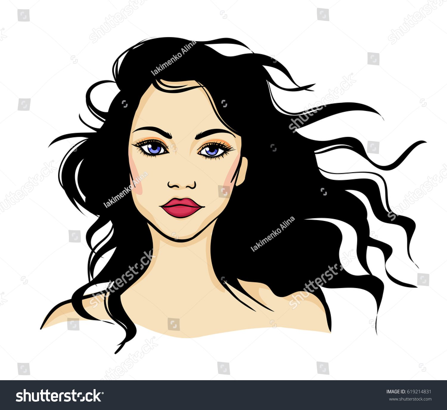 Beautiful Girl Face Vector Stock Vector (Royalty Free) 619214831