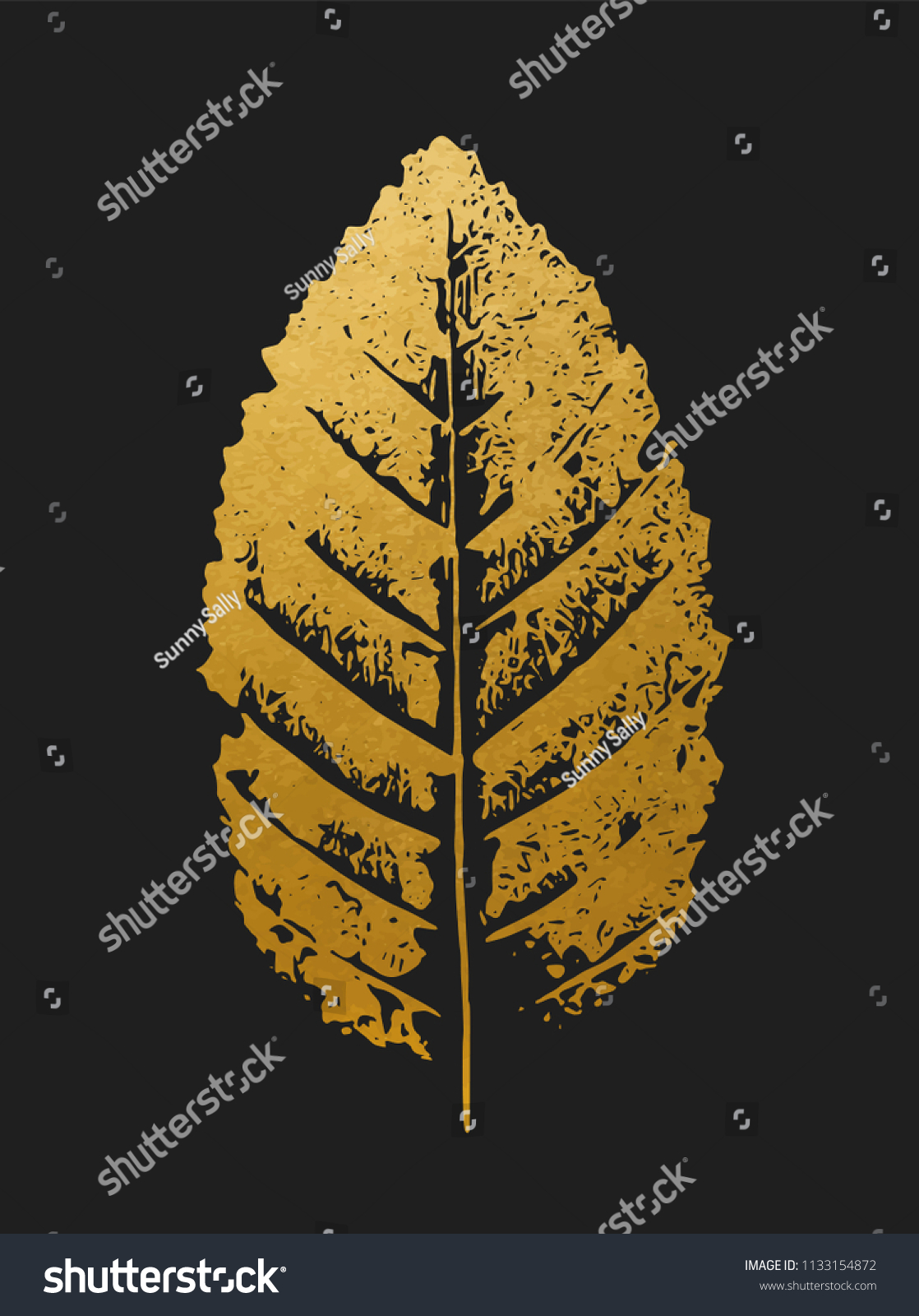 Beautiful Golden Leave Stock Vector (Royalty Free) 1133154872